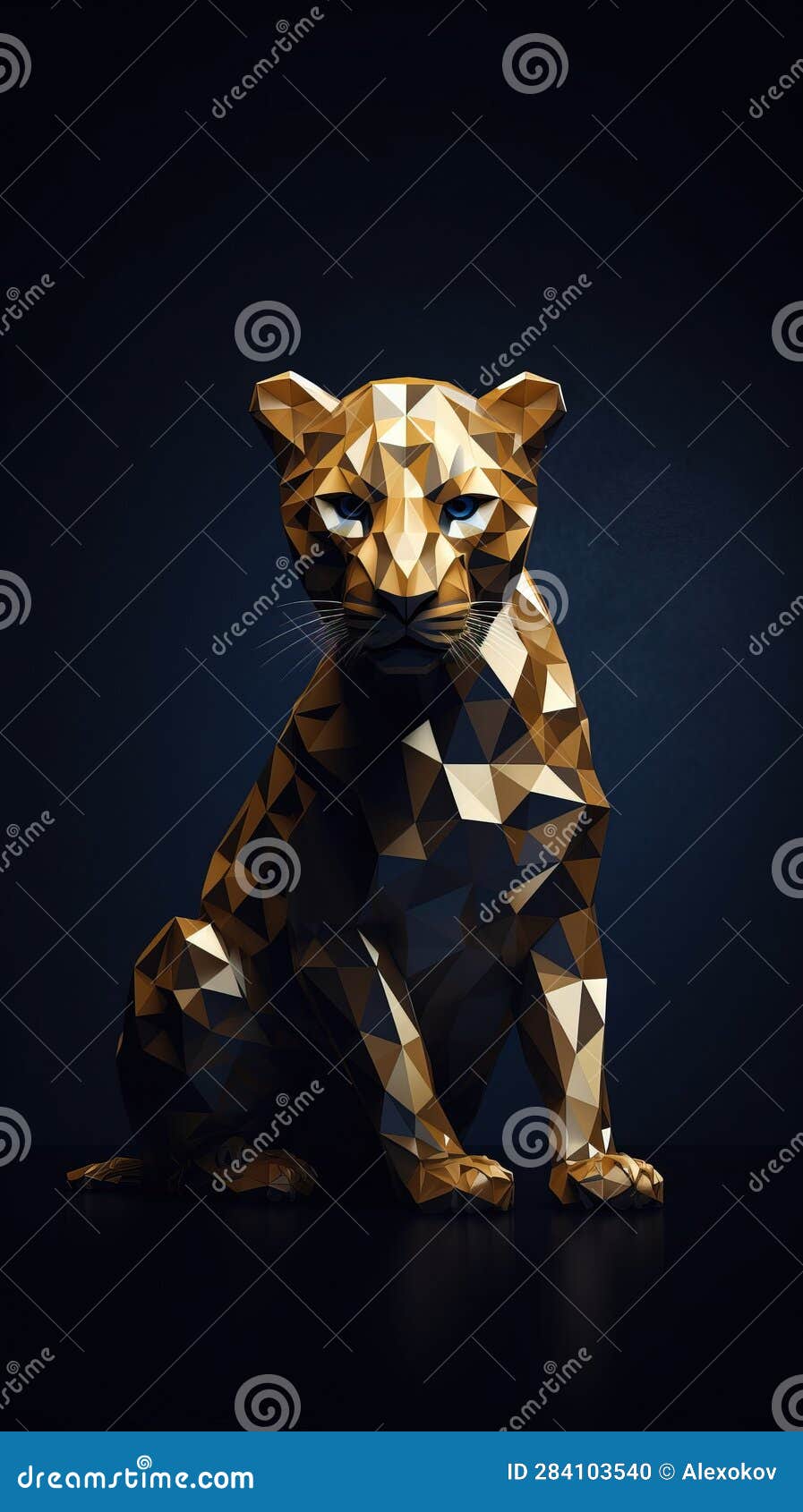 Leopard Geometric Origami on Dark Background. Generative AI Stock ...