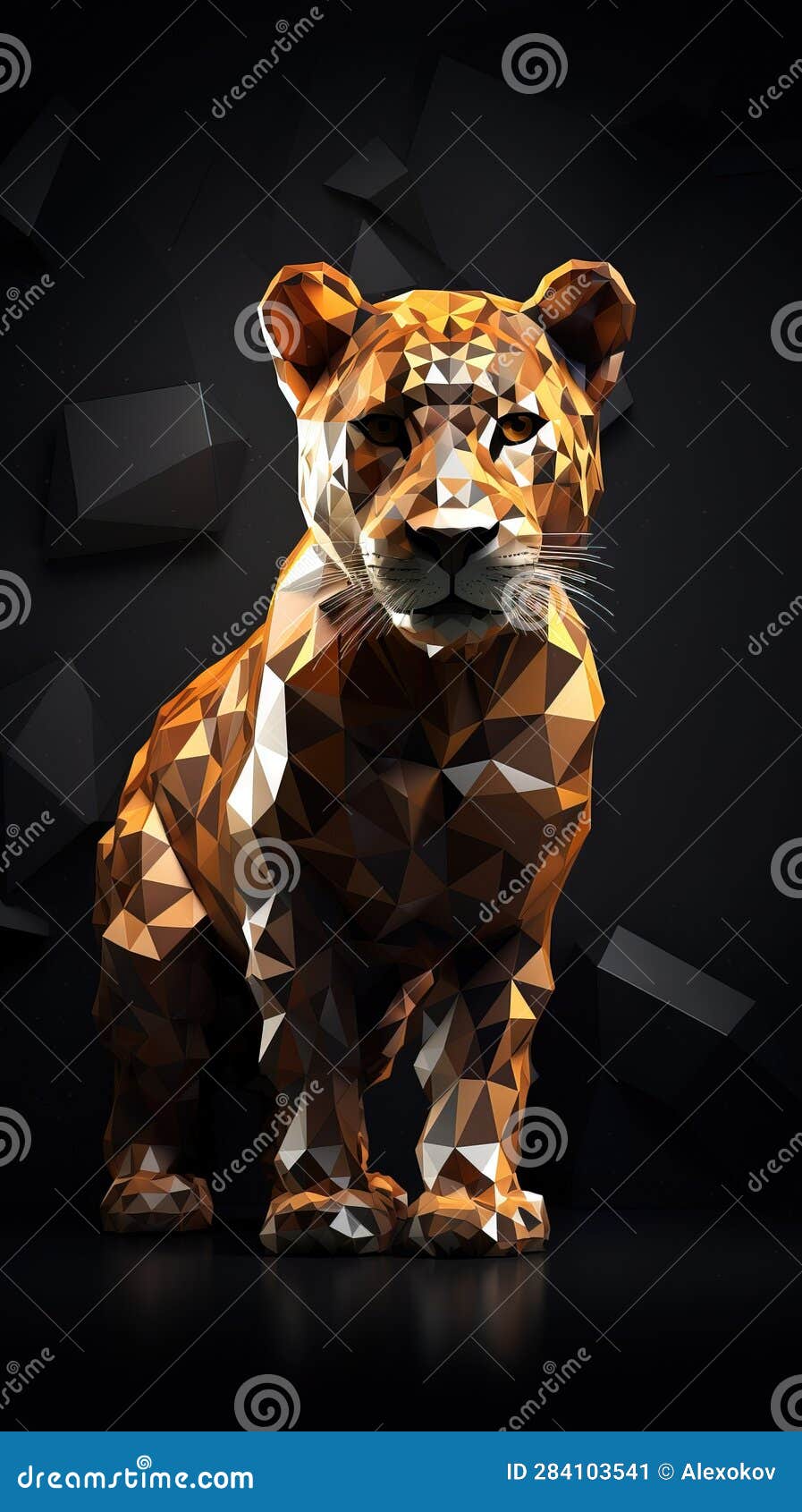 Leopard Geometric Origami on Dark Background. Generative AI Stock ...