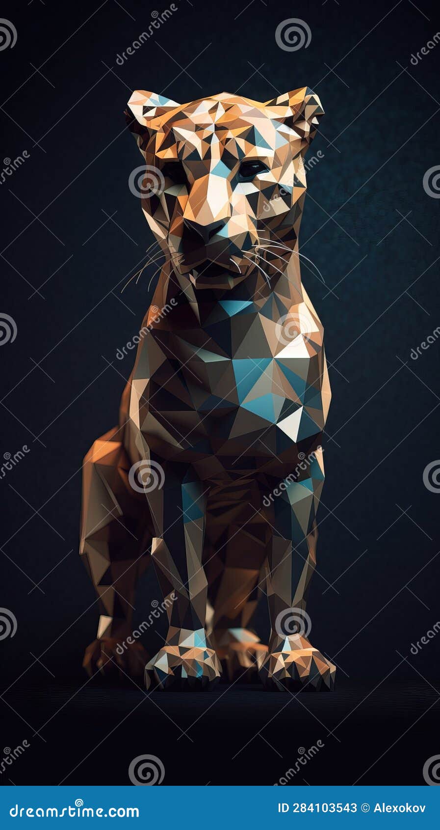 Leopard in Geometric Origami Style on Dark Background. Generative AI ...