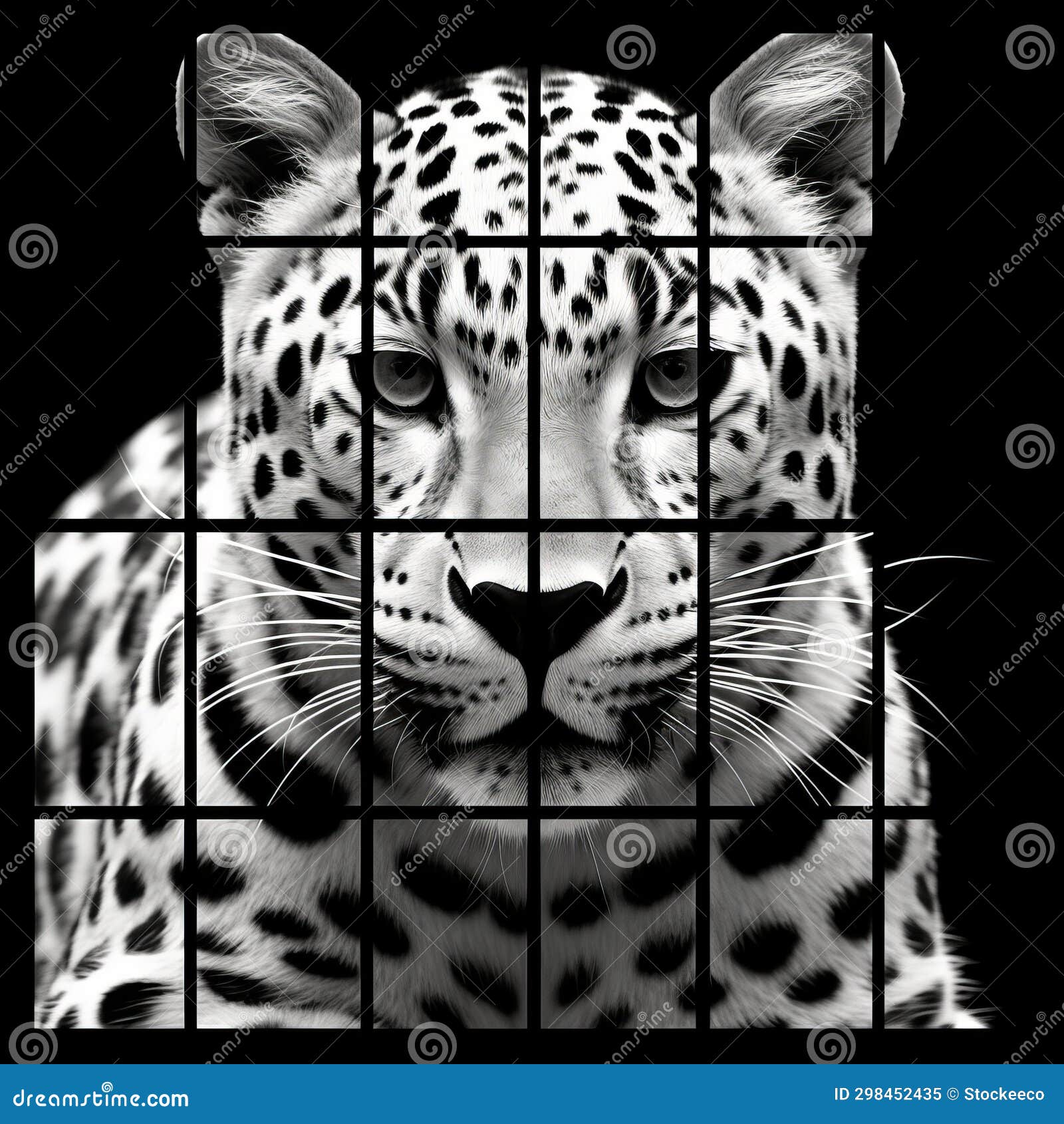 Leopard Grid: a Captivating Image of a Majestic Animal in Square ...