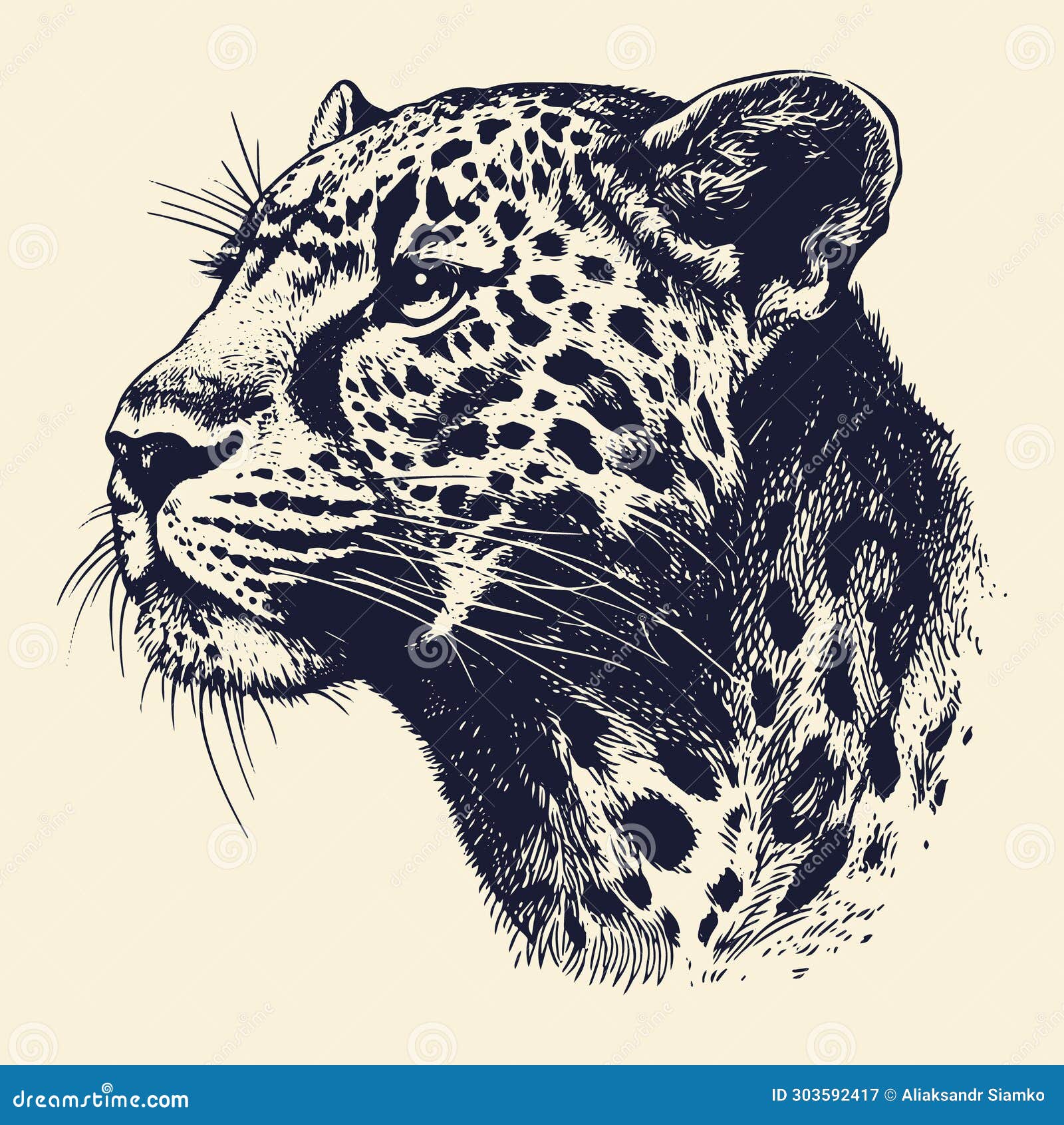 Leopard Hand Drawn Illustration, Isolated Vector Stock Illustration ...