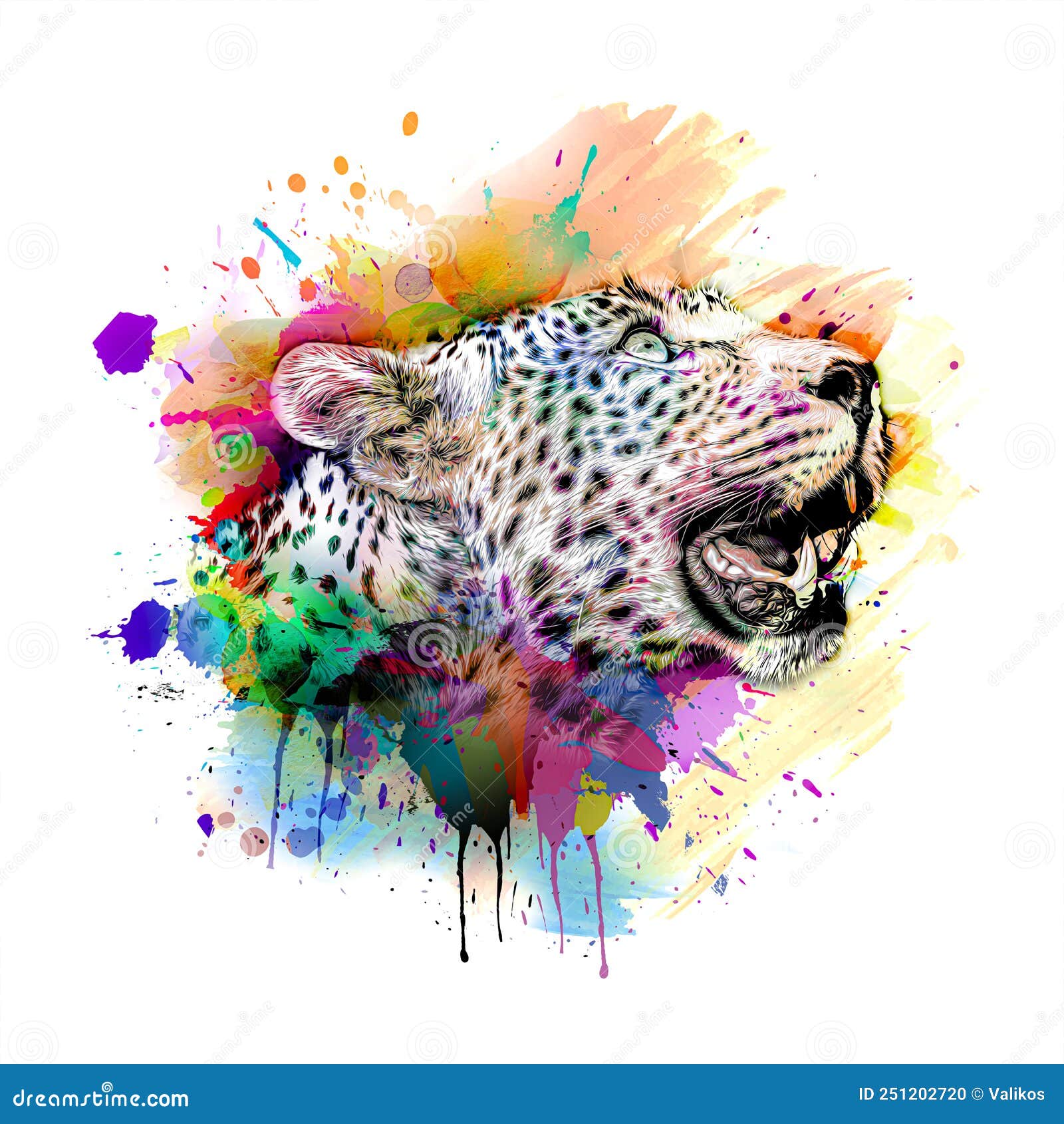 Leopard Head with Creative Abstract Elements on Colorful Background ...