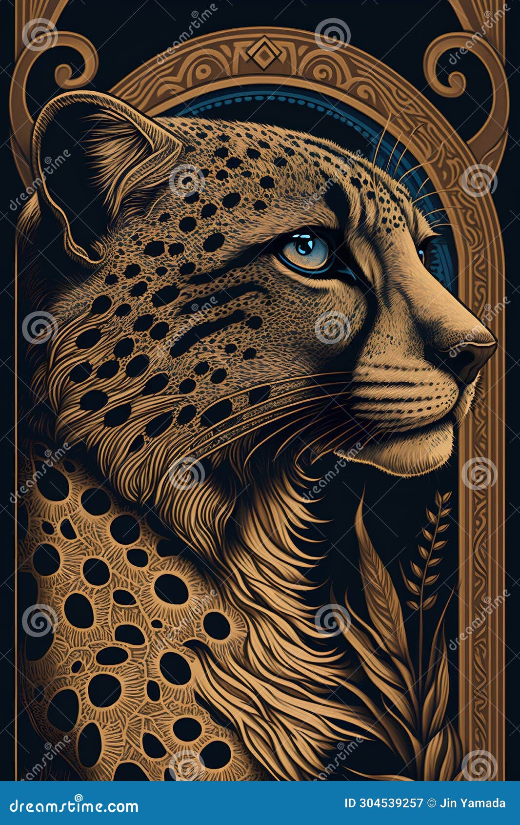 Leopard Head in the Style of Engraving. Vector Illustration Stock ...