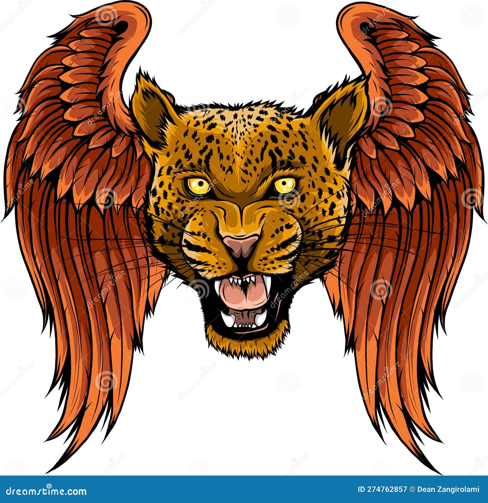 Leopard Head with Wings Vector Design on White Background Stock Vector ...