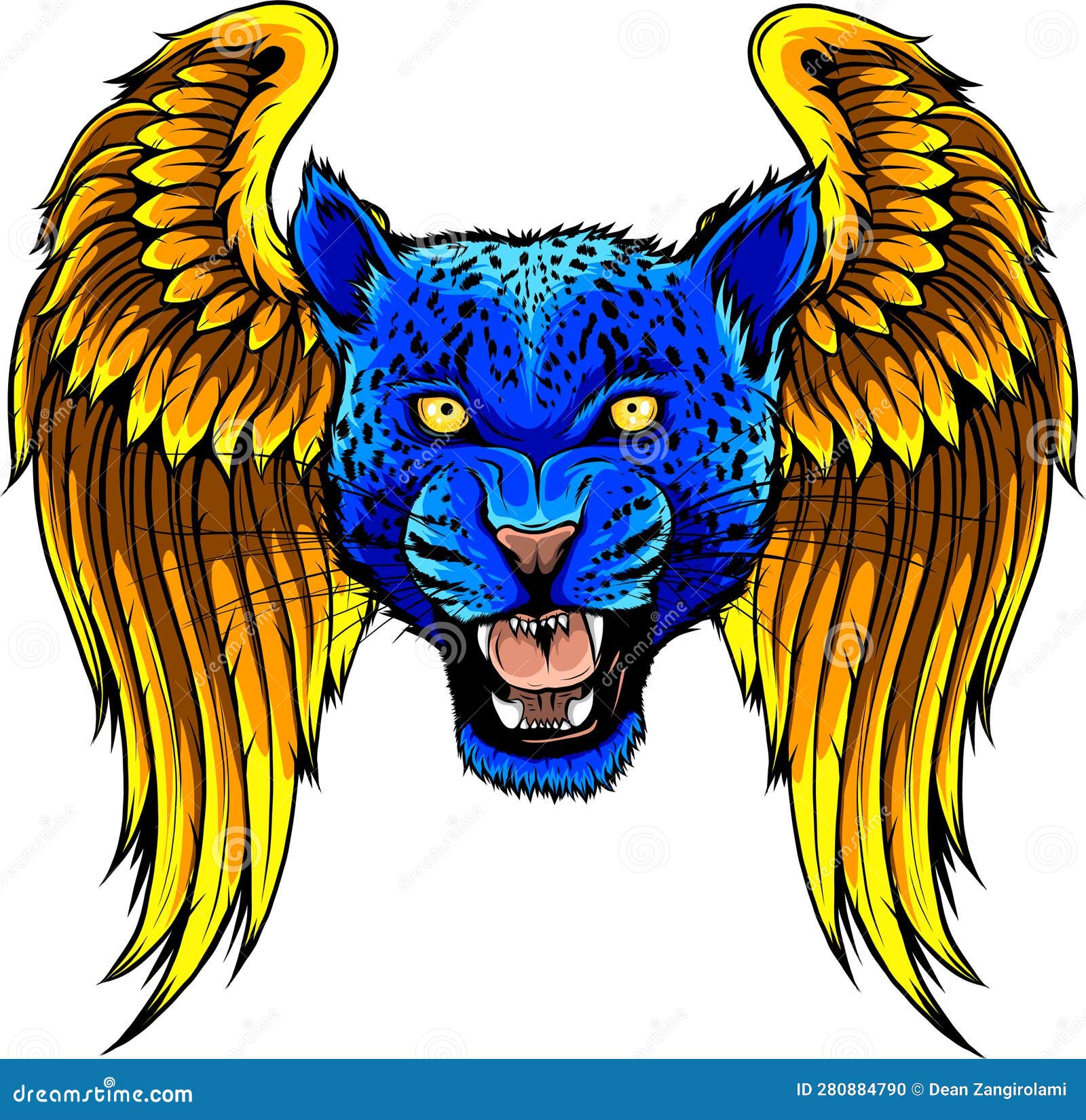 Leopard Head with Wings Vector Design on White Background Stock Vector ...