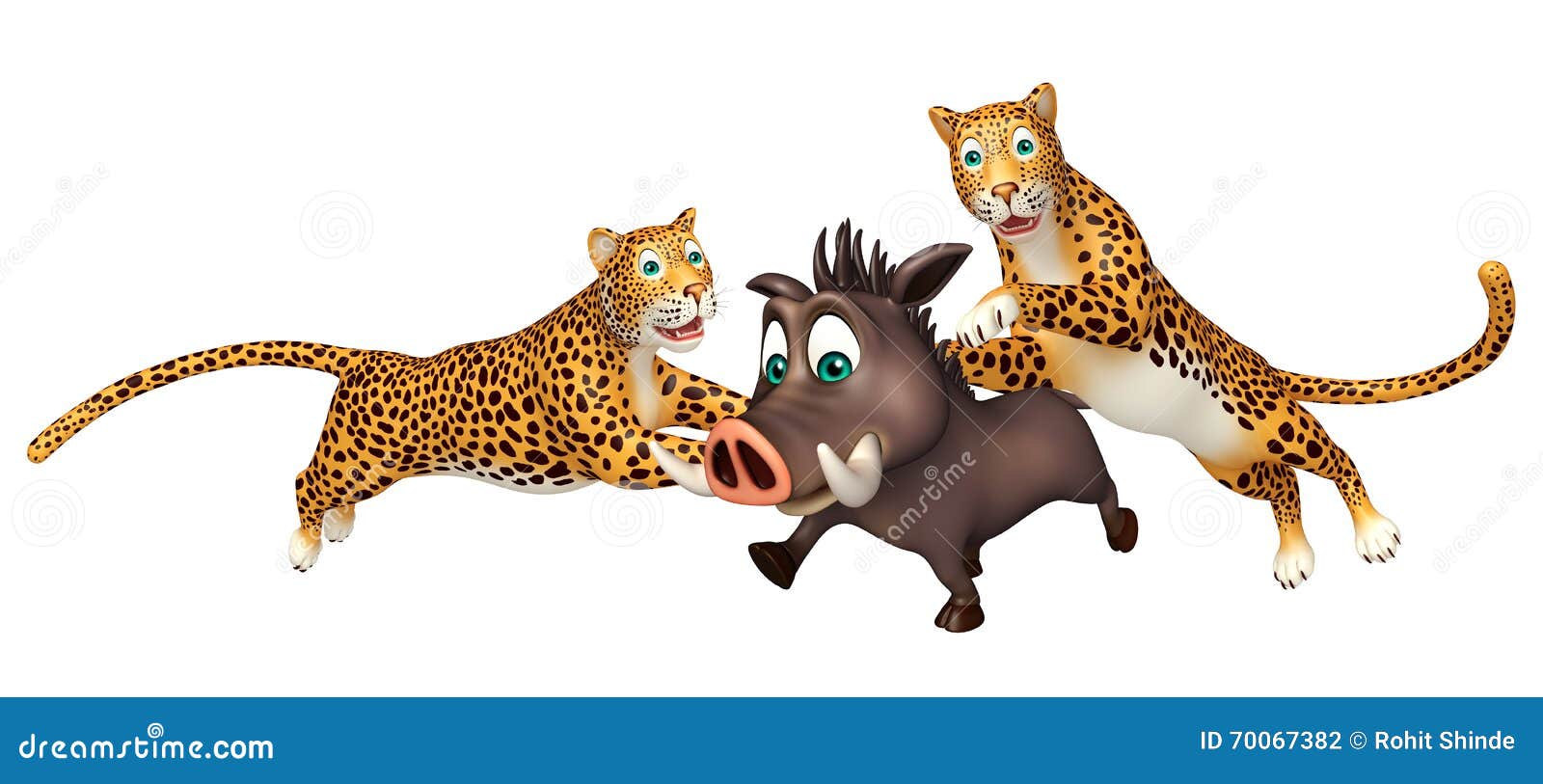 Leopard hunting Boar stock illustration. Illustration of creature ...