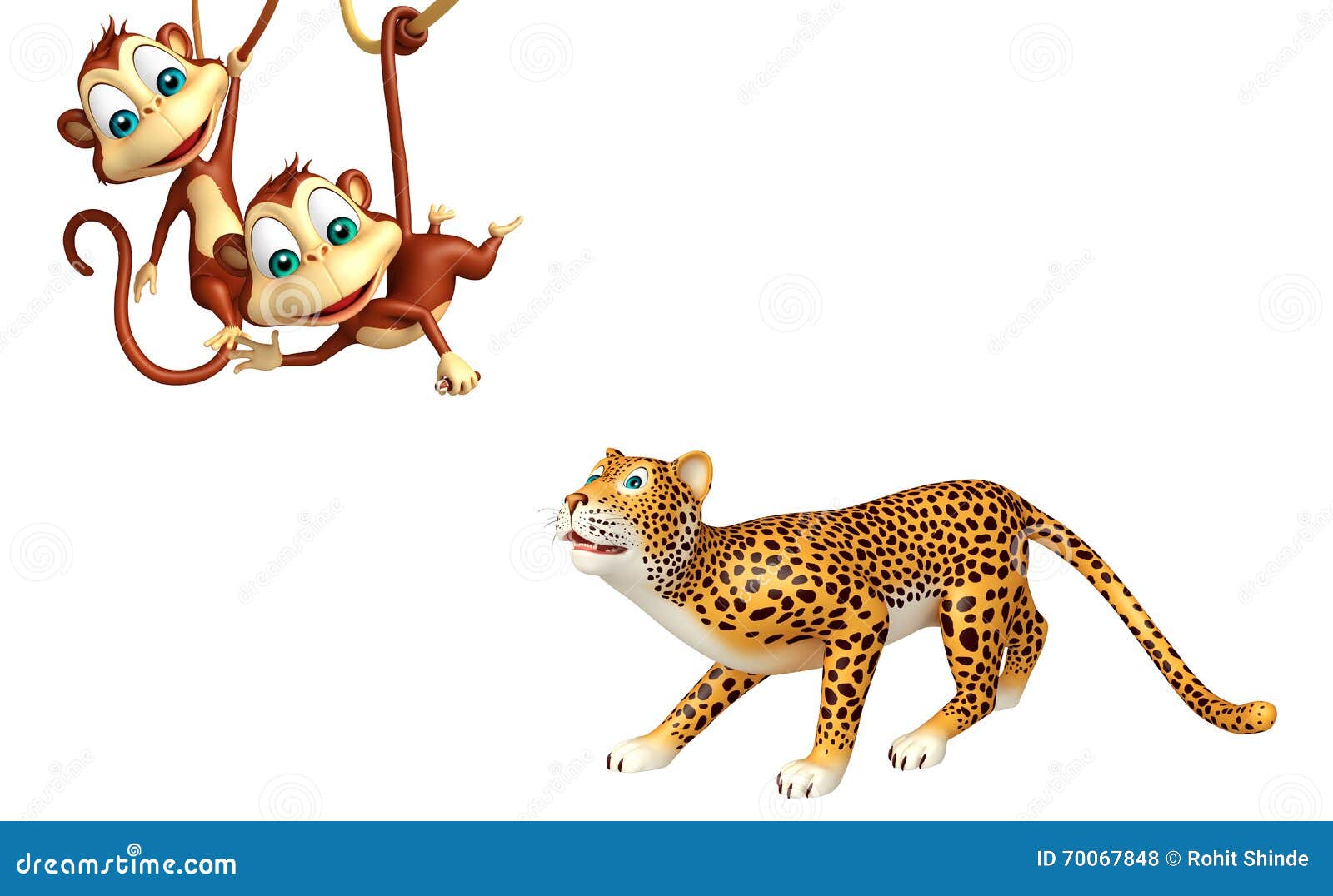 Leopard hunting Monkey stock illustration. Illustration of wild - 70067848