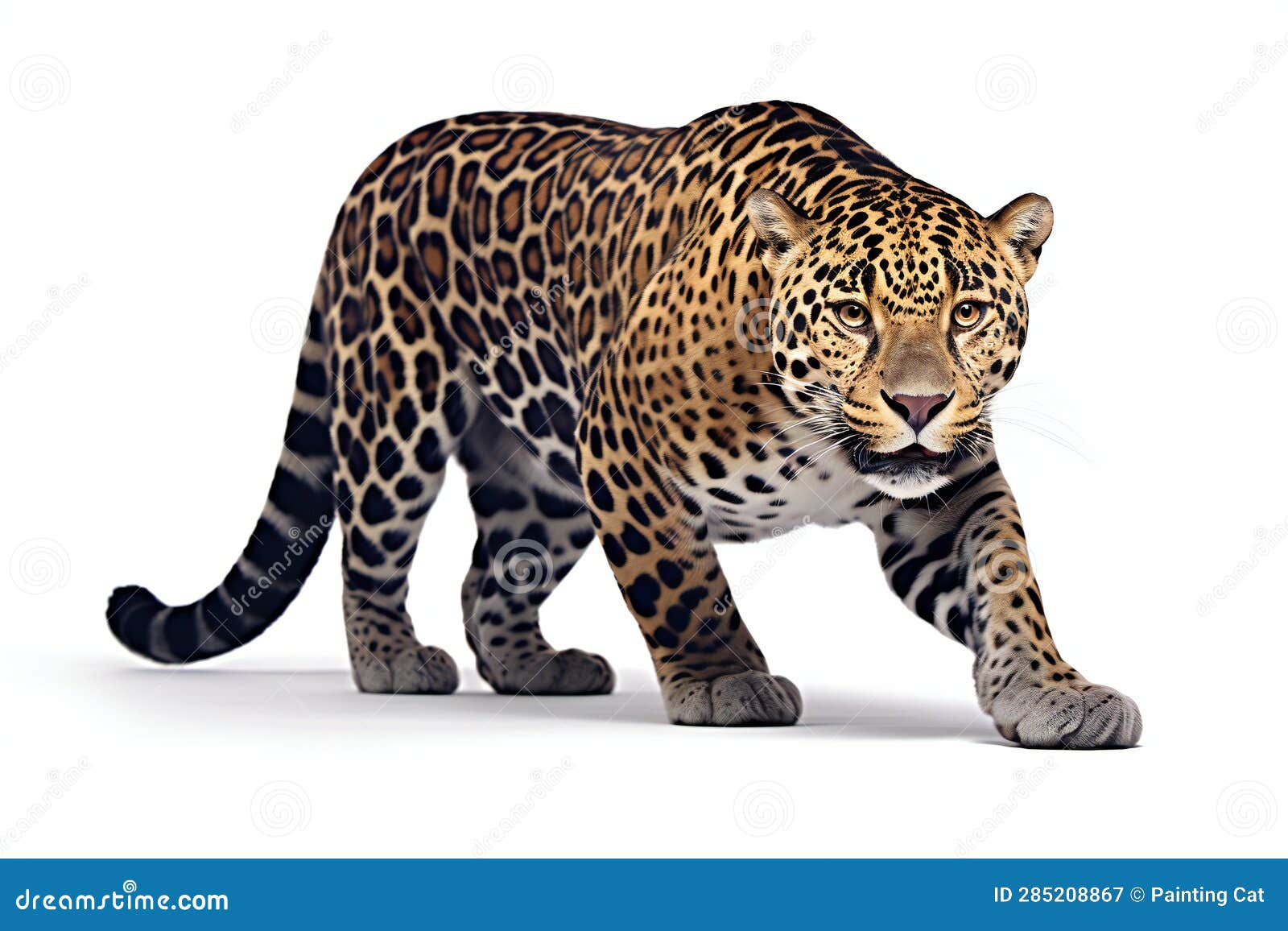 Leopard Isolated on White Background, Side View Stock Illustration ...