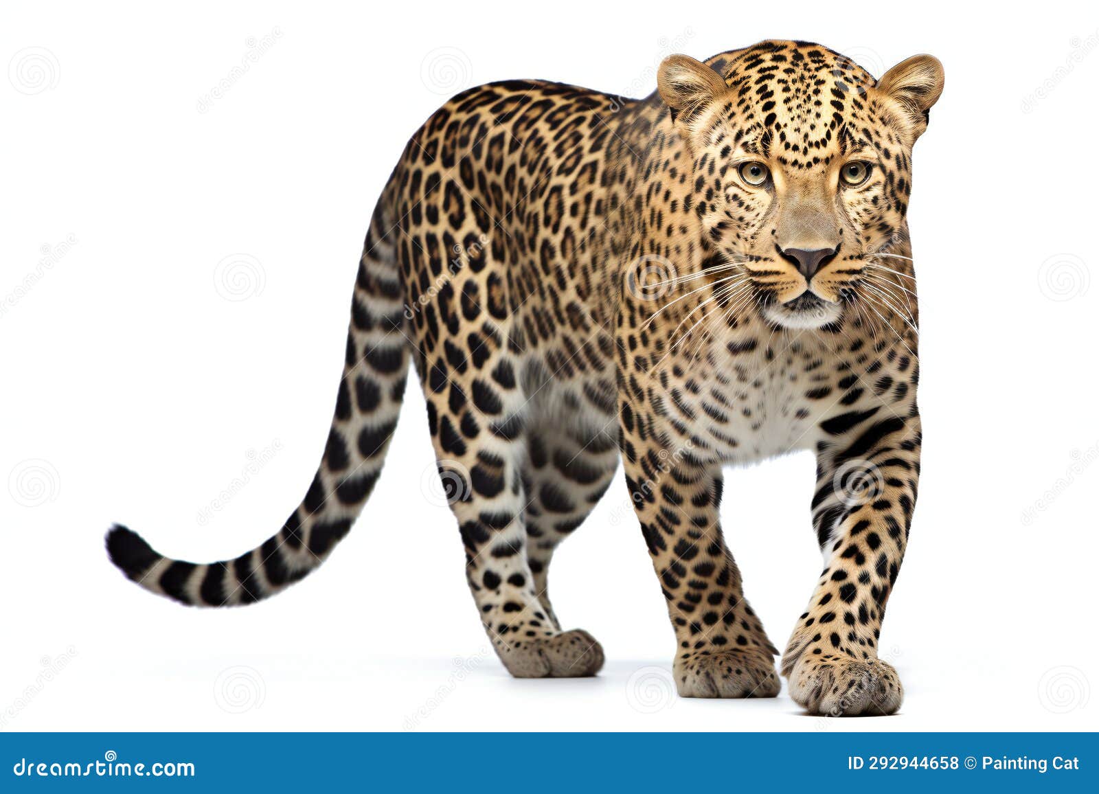 Leopard Isolated on White Background, Side View Stock Illustration ...