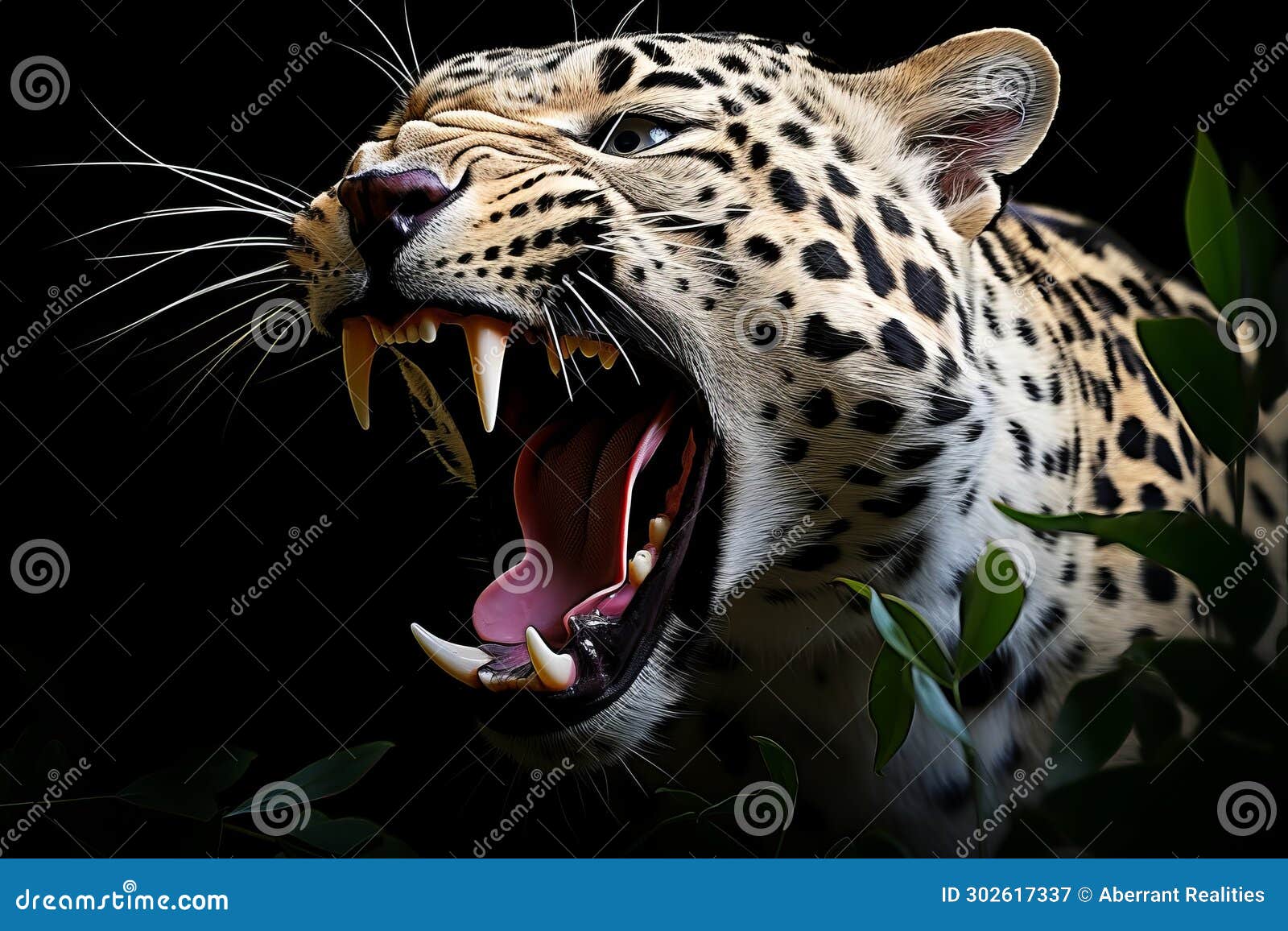 A Leopard with Its Mouth Open and Its Teeth Showing Stock Illustration ...