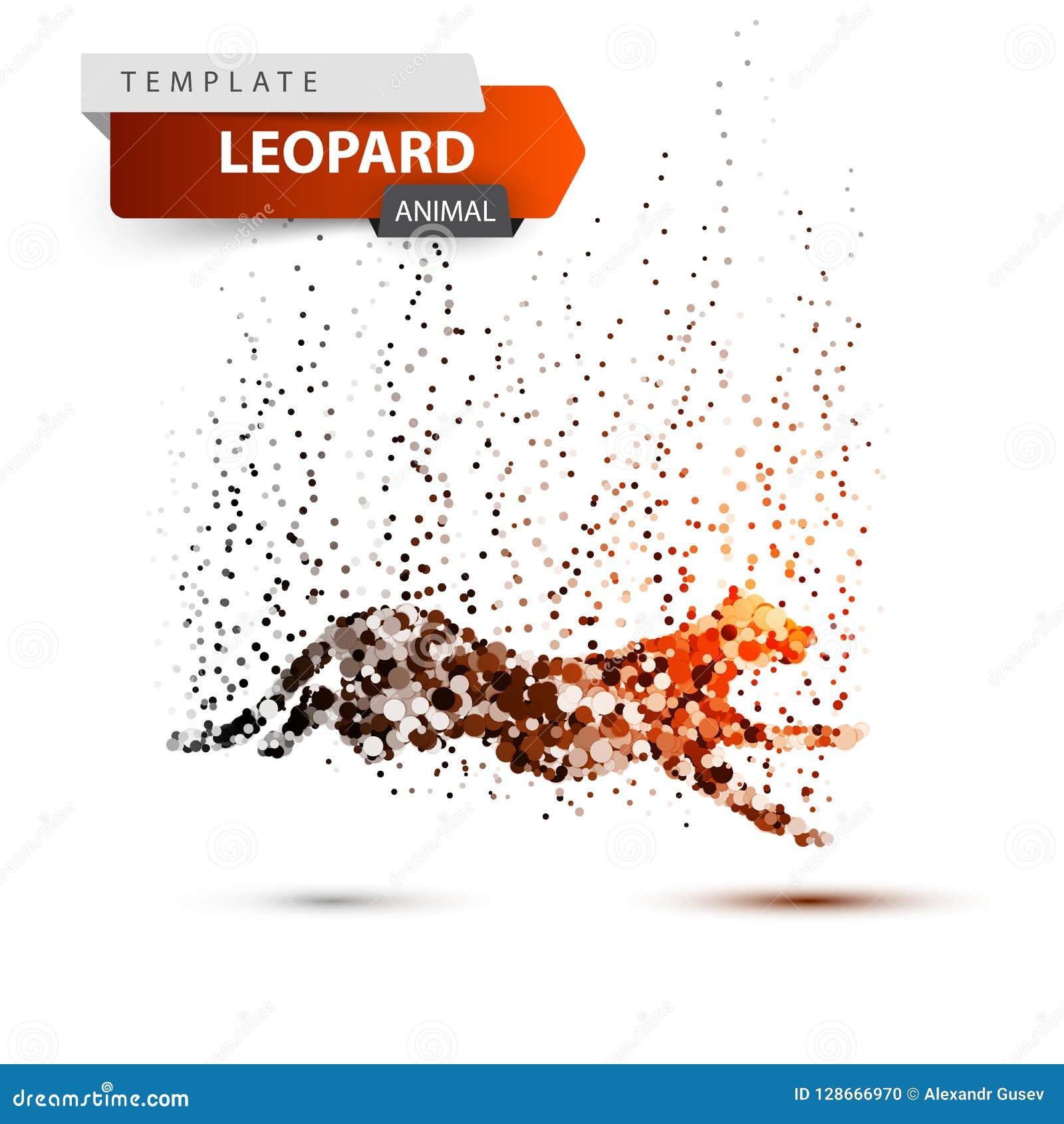Leopard in the Jump - Dot Illustration. Stock Vector - Illustration of ...
