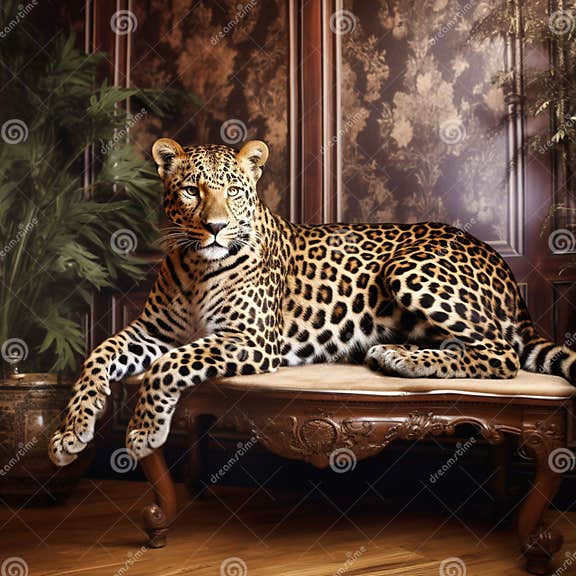 Leopard in the Leopard Room. Generative AI Stock Illustration ...