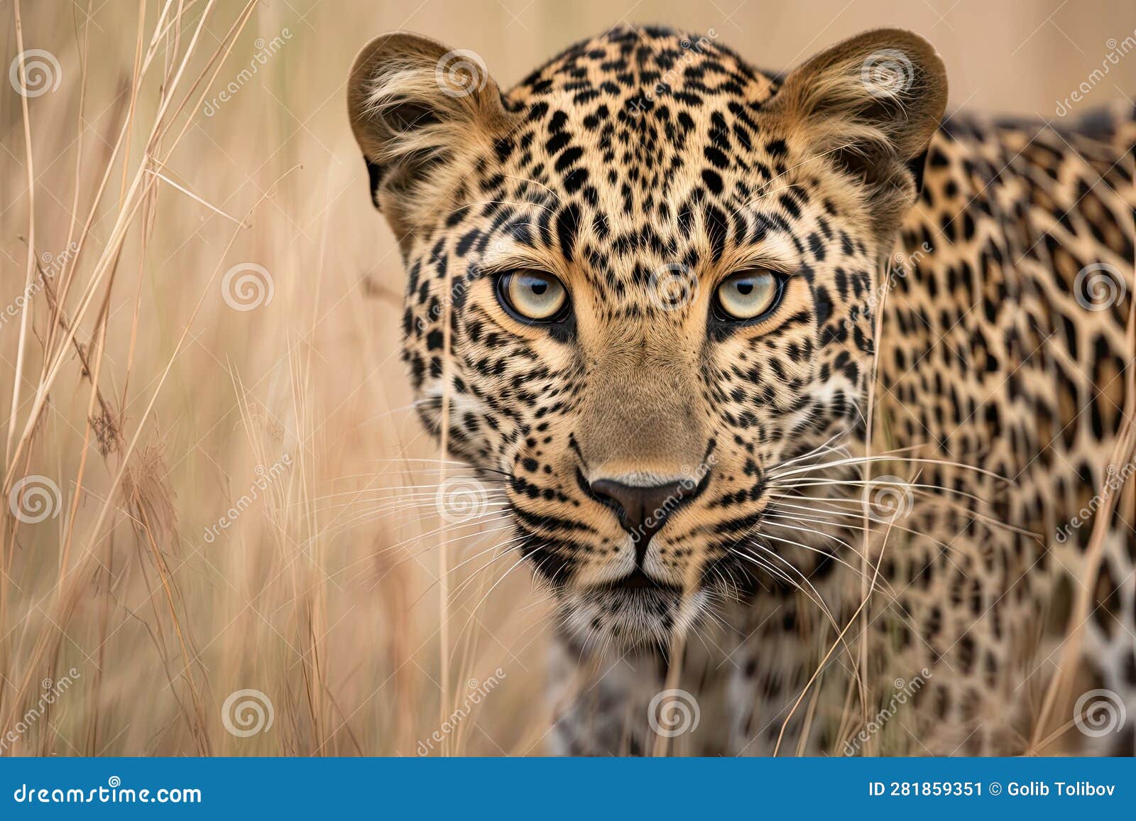 A Leopard Looking at the Camera in a Field Stock Illustration ...