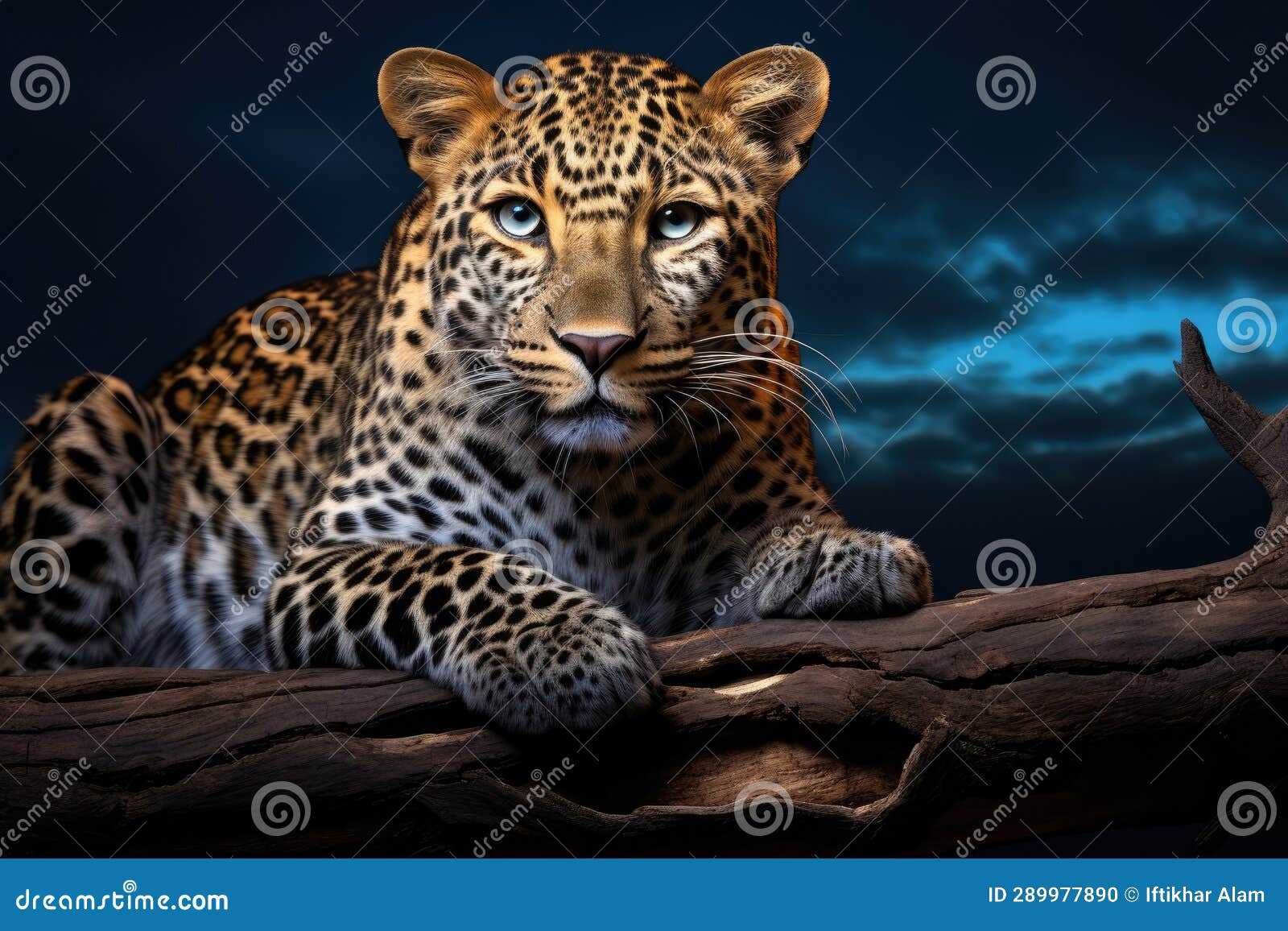 Leopard Lying on a Branch and Looking at the Camera, 3d Render, African ...
