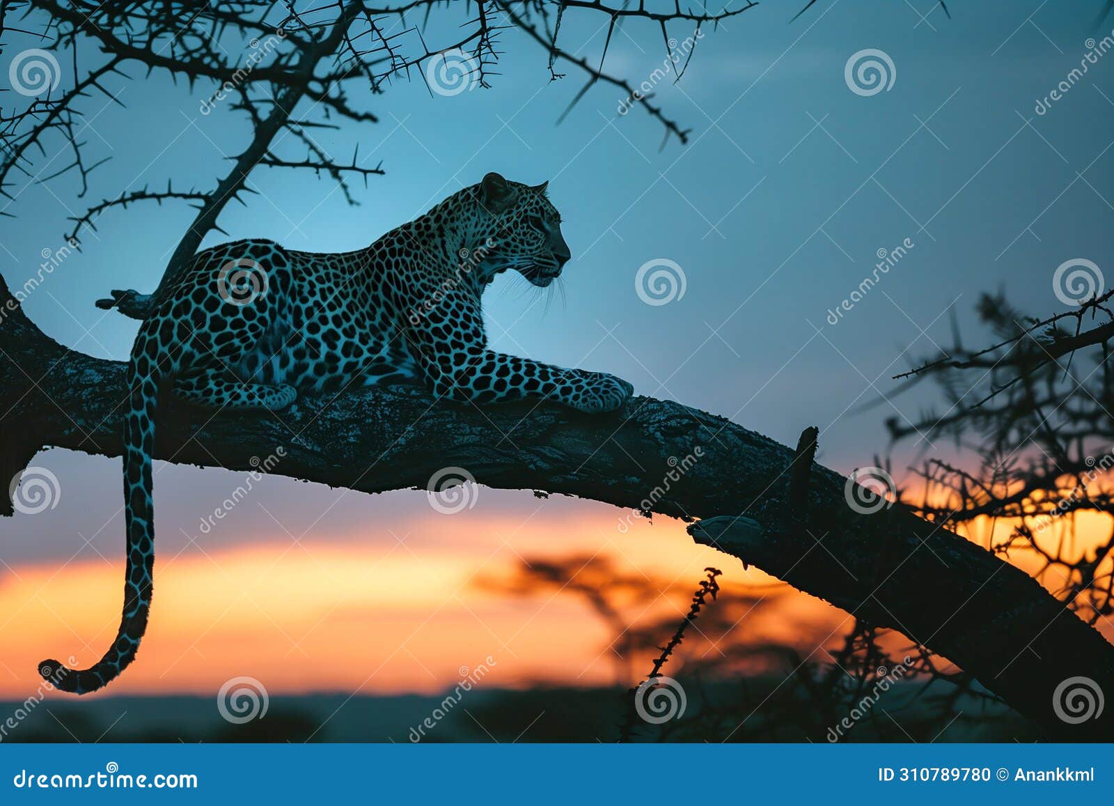 Leopard is Lying on Tree .Generative AI Stock Illustration ...
