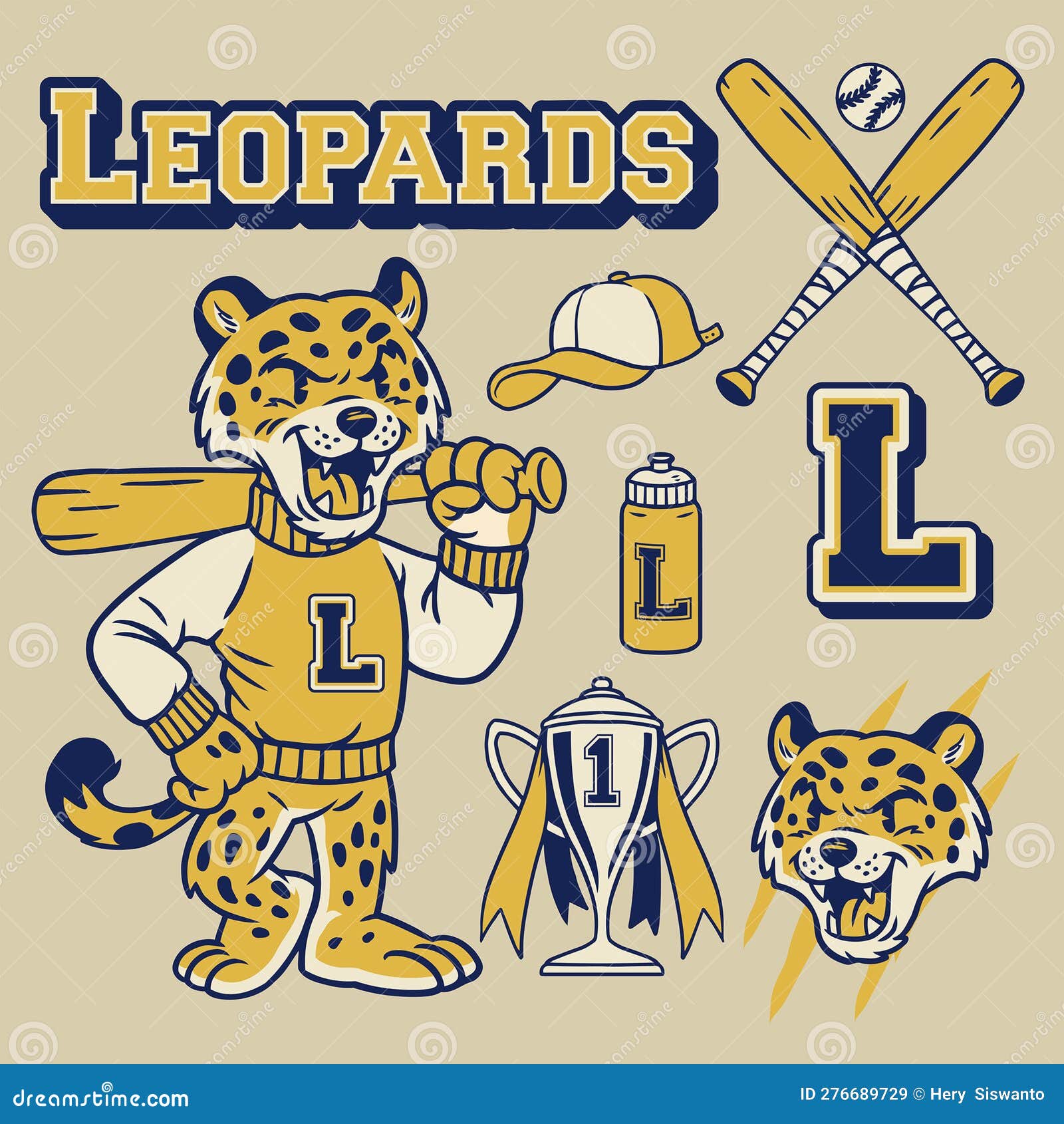 Leopard Mascot Logo. Wild Animal Head Logo With Grin. Badge, Sticker Of ...