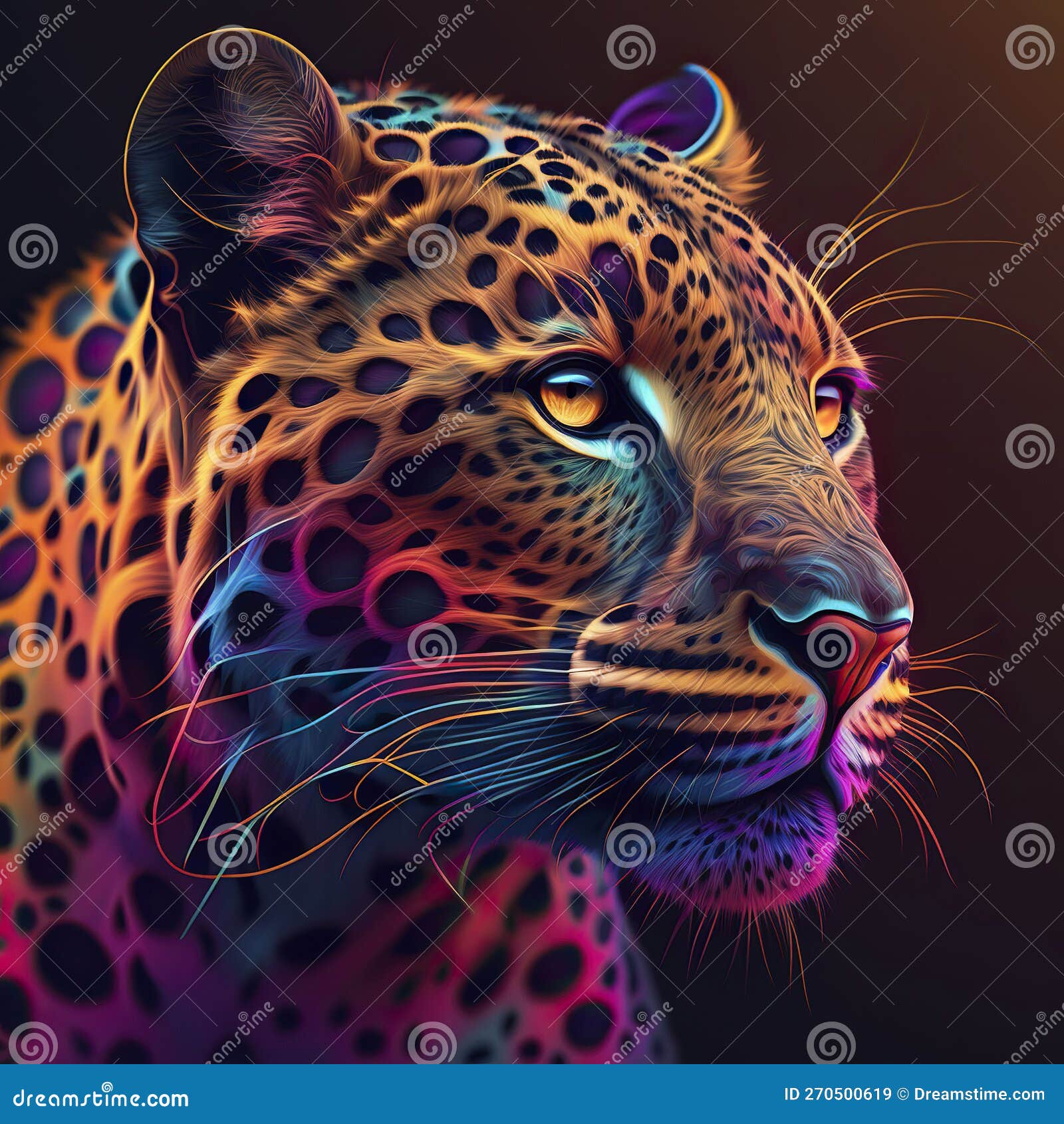 Leopard in Neon Colors. Generative AI Stock Image - Image of rainbow ...
