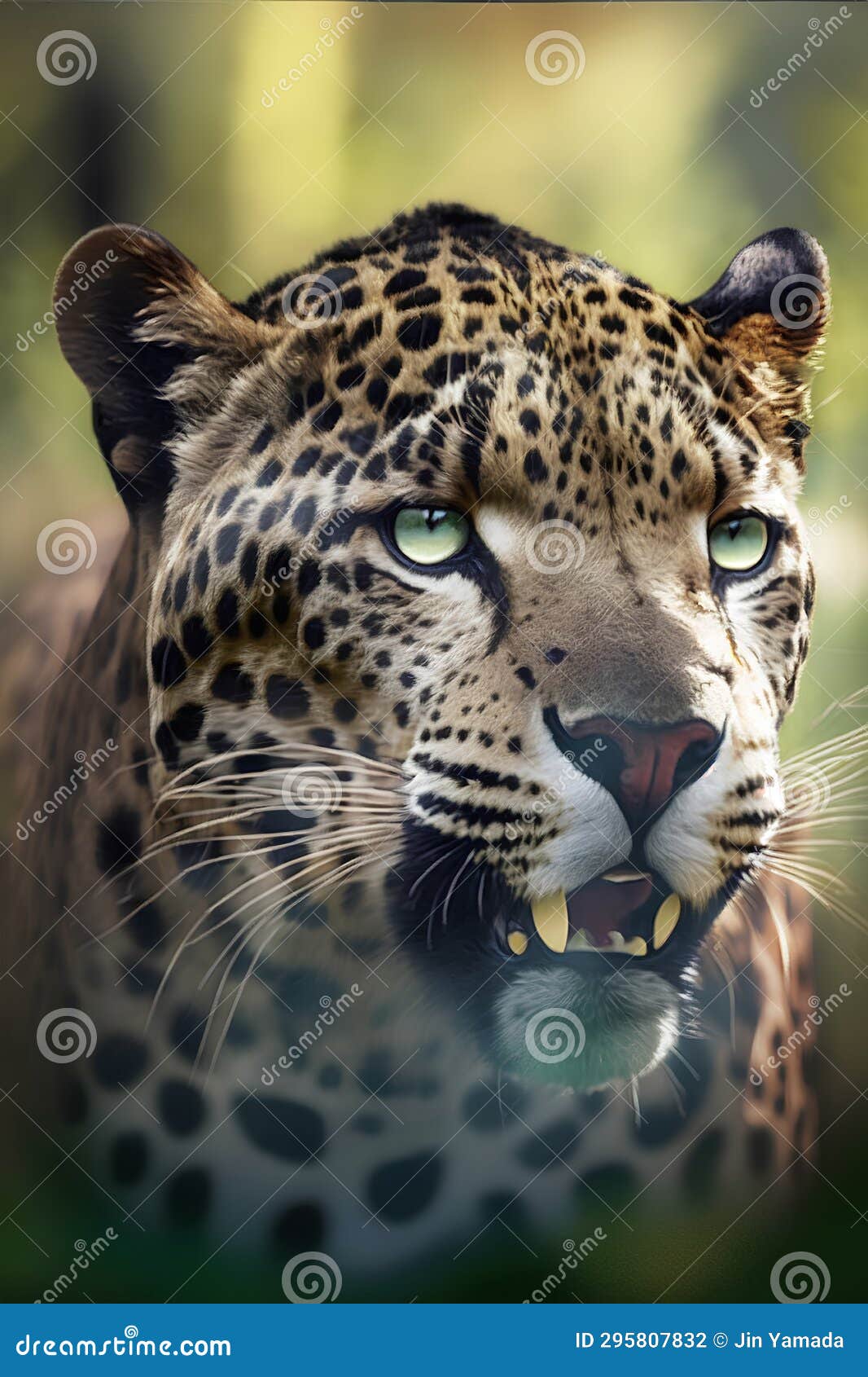 Leopard (Panthera Pardus) Portrait with Green Eyes Stock Illustration ...