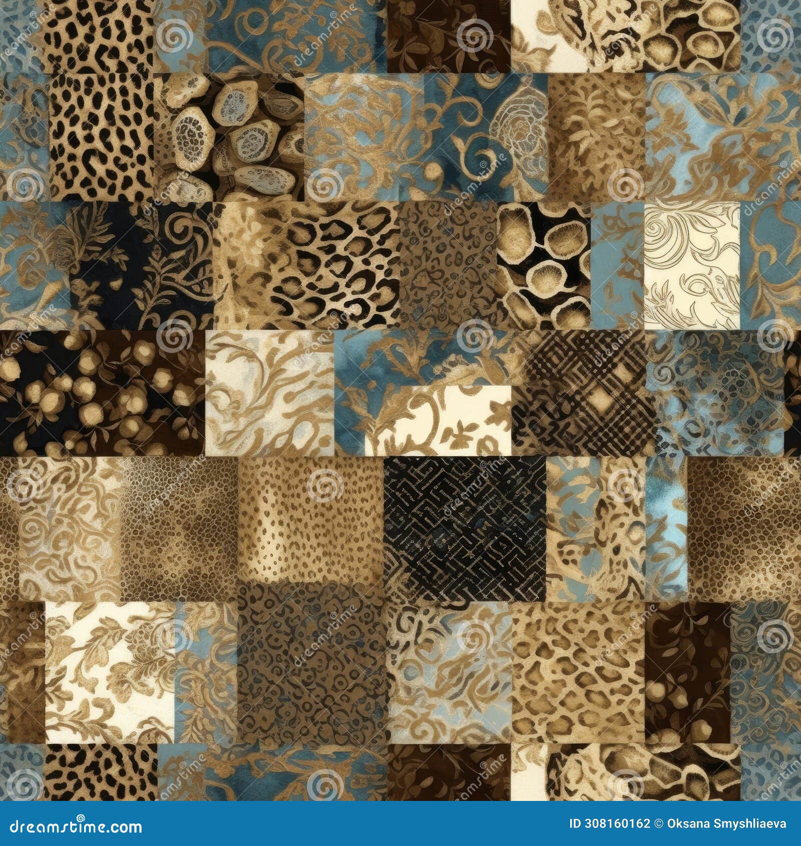Leopard Patchwork Seamless Pattern. Abstract Wild Animal Cheetah Fur ...