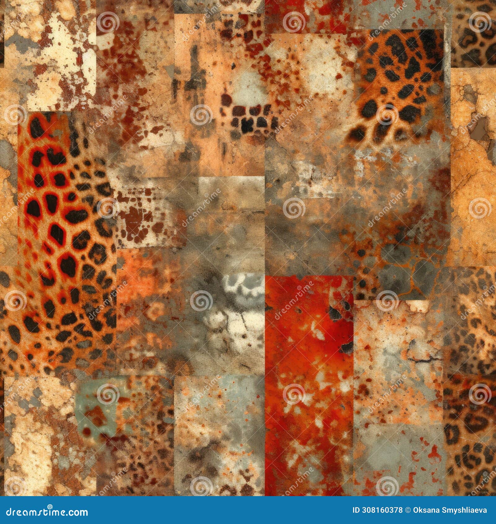 Leopard Patchwork Seamless Pattern. Abstract Wild Animal Cheetah Fur ...