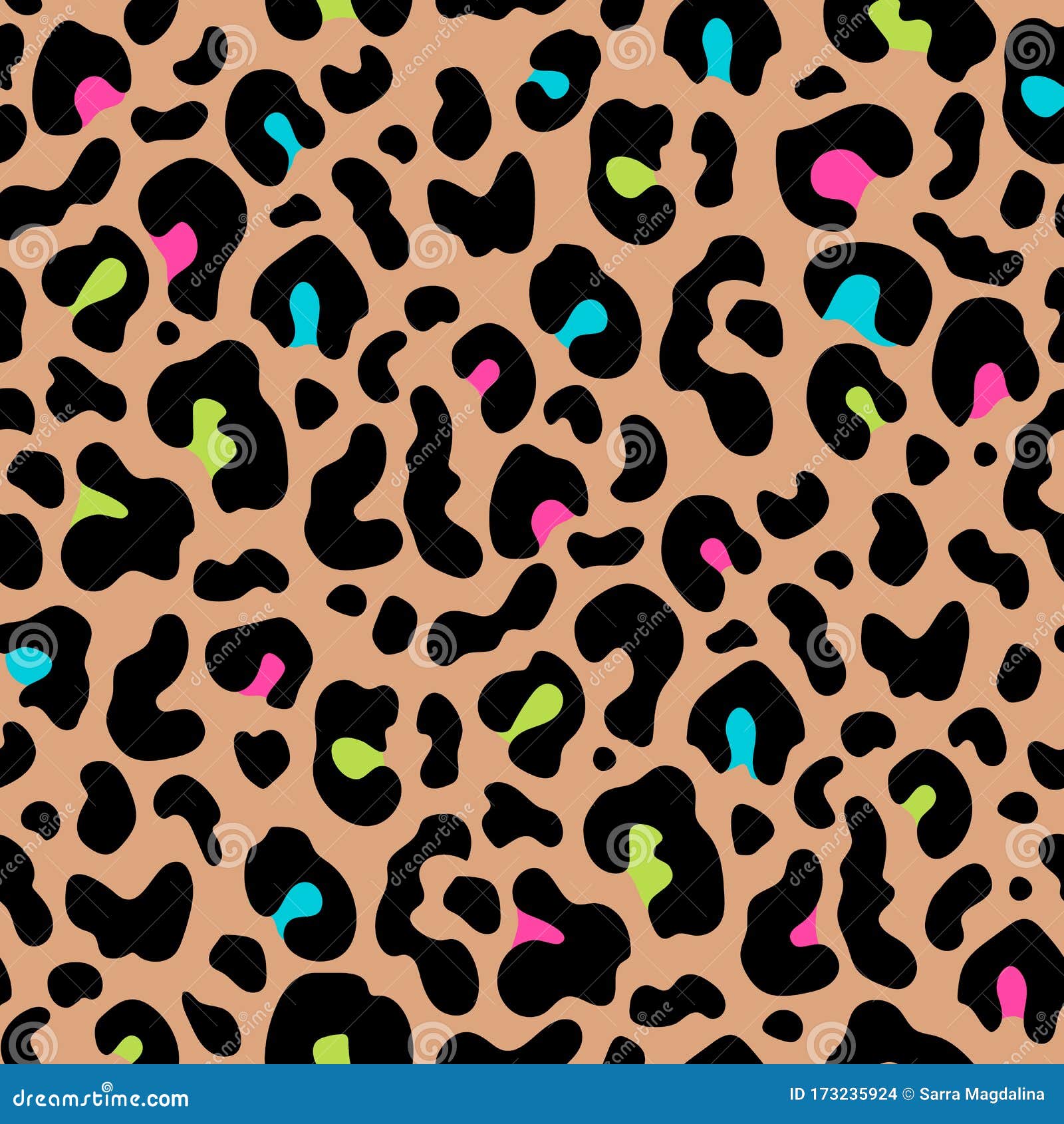 Leopard Pattern Design Funny Drawing Seamless Pattern. Stock Vector ...