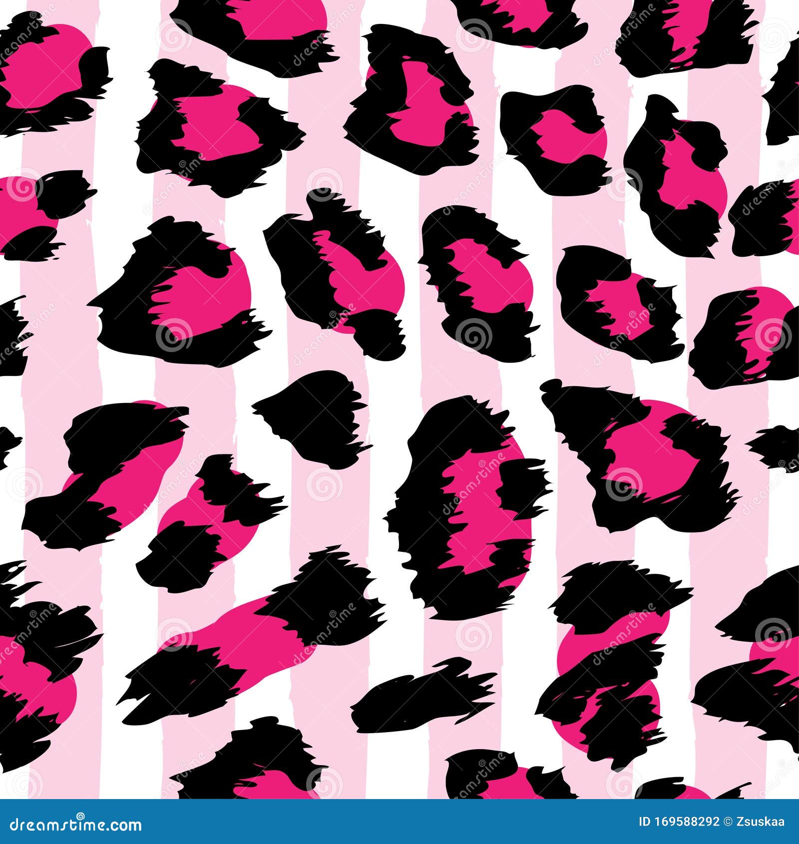 Leopard Pattern Design - Funny Drawing Seamless Pattern with Stripes ...