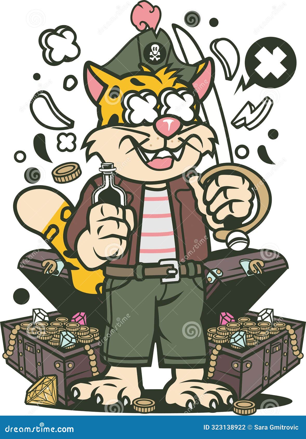 Leopard Pirate stock illustration. Illustration of artwork - 323138922