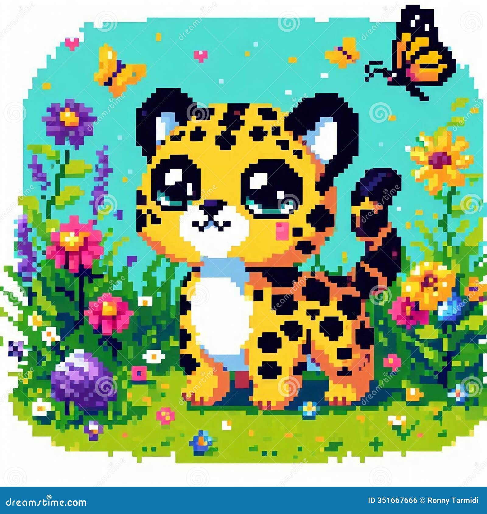 Pixel Art Leopard At Night: Full Moon Over Serene African Savanna ...