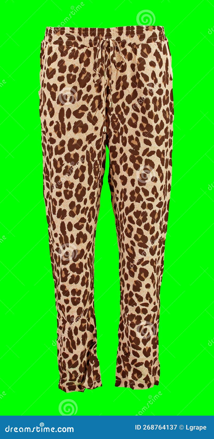 Leopard-print Drawstring Sweatpants.Front View. Stock Image - Image of ...