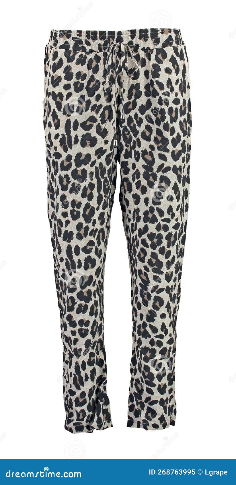 Leopard-print Drawstring Sweatpants.Front View. Stock Image - Image of ...