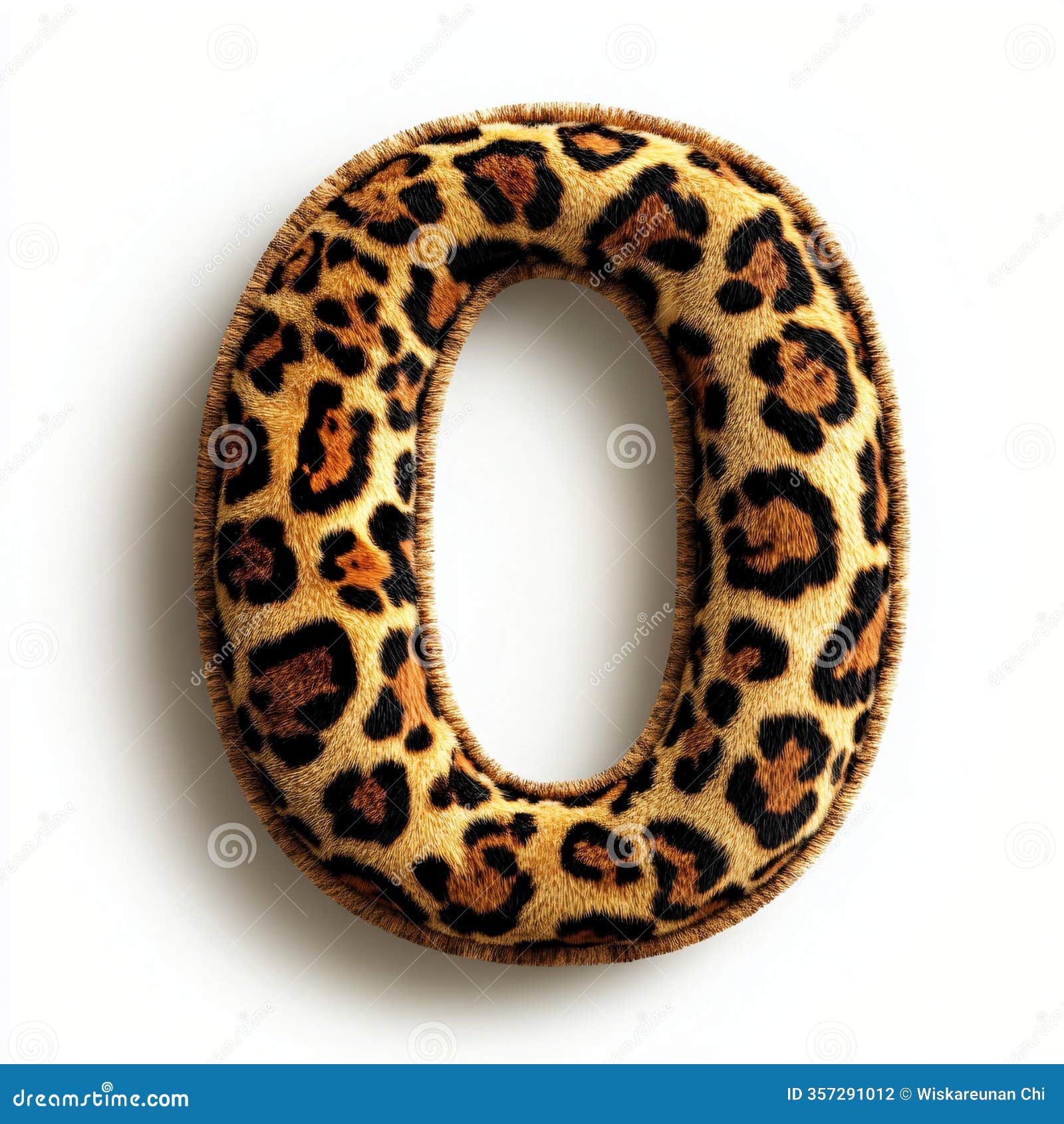 Leopard Print Fur Texture Number Zero Wild Animal Alphabet 3D Render AI ...