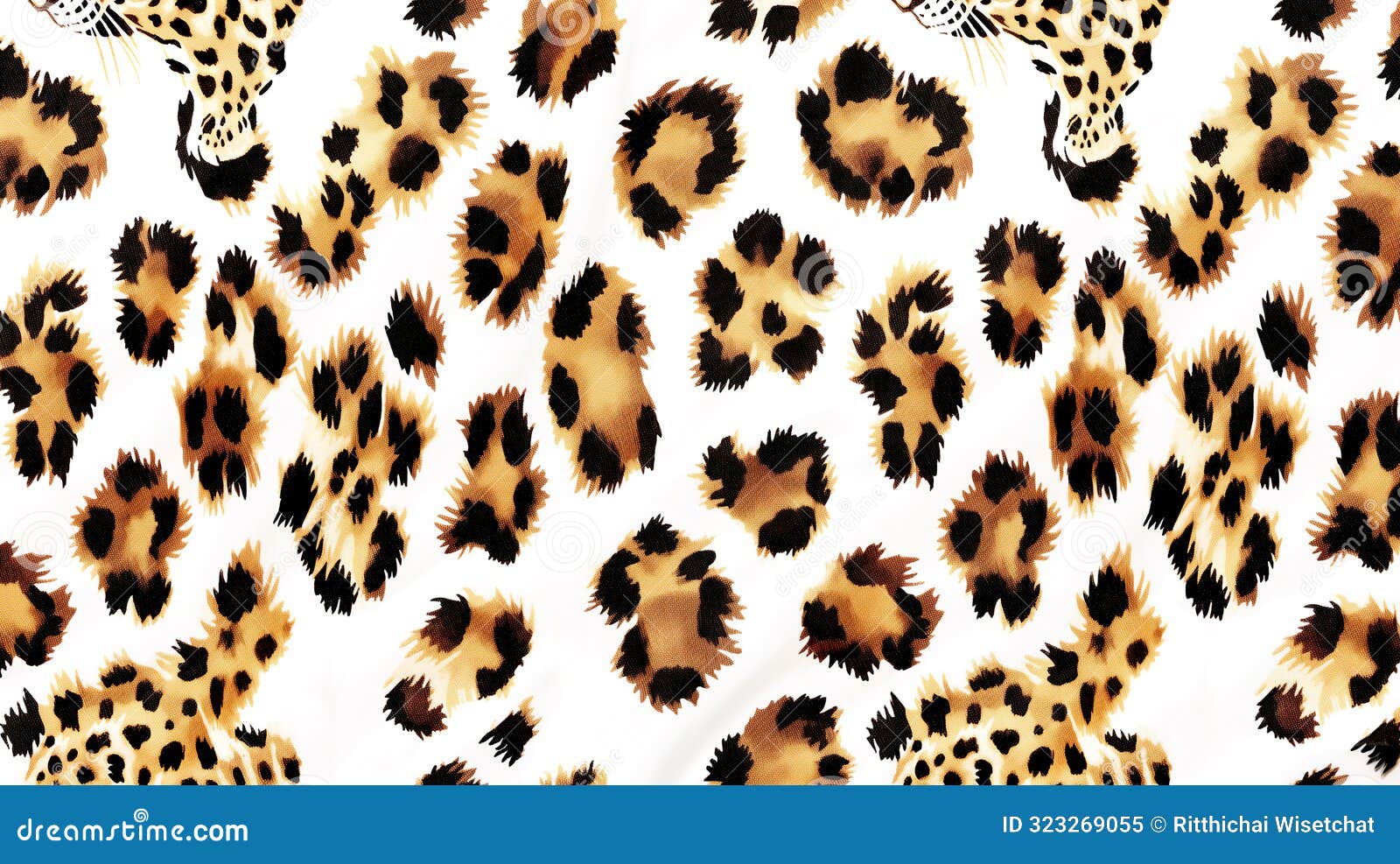 Leopard Print Pattern with Bold, Irregular Black and Brown Spots on a ...