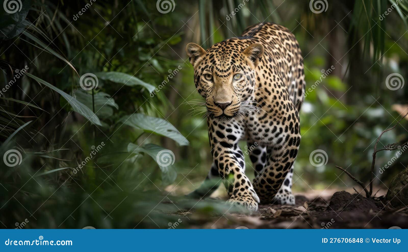 Leopard Relax in the Rain Forest on the Timber. Generative AI Stock ...