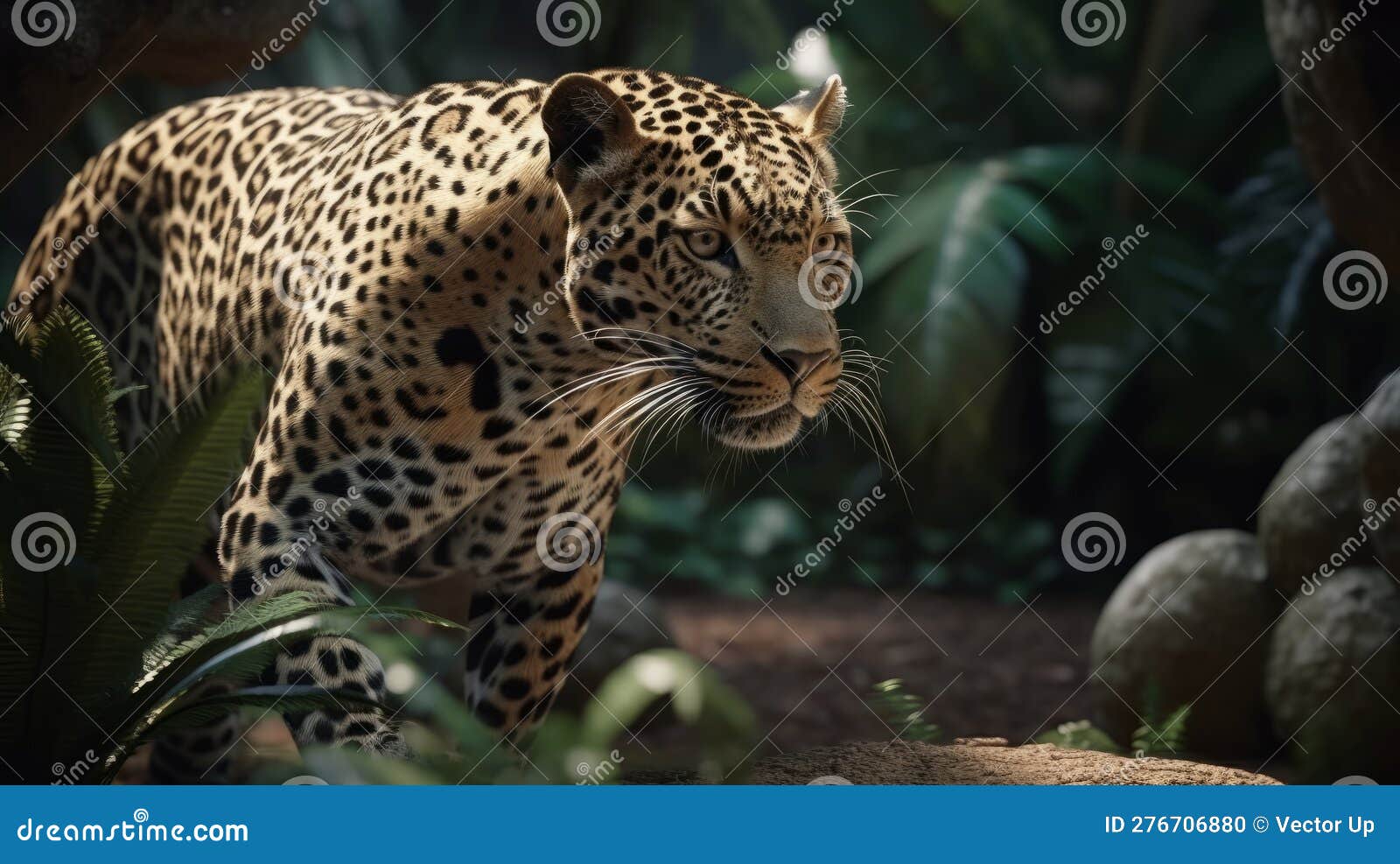 Leopard Relax in the Rain Forest on the Timber. Generative AI Stock ...