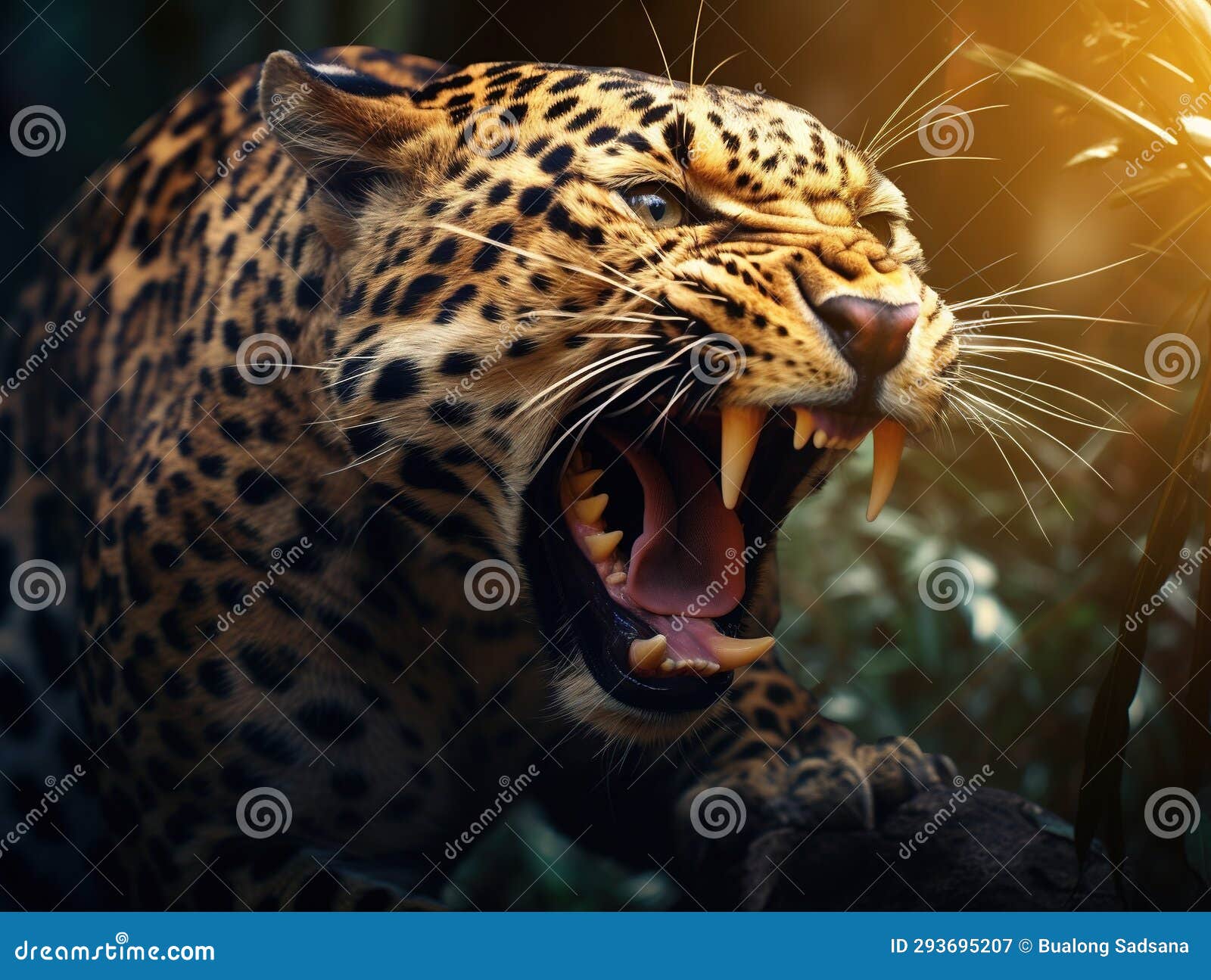 Leopard roar stock illustration. Illustration of meal - 293695207