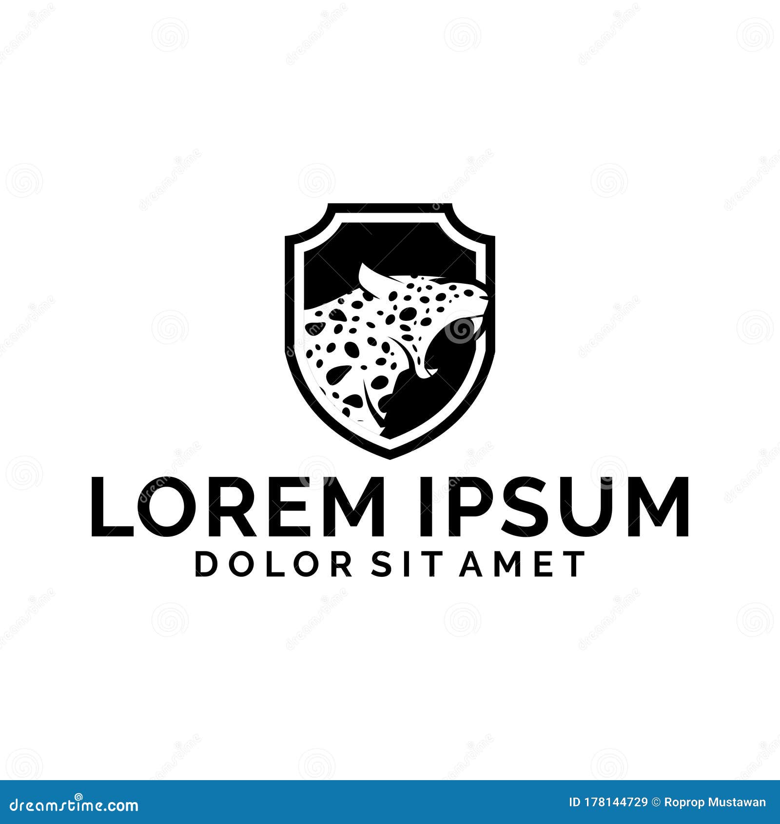 Leopard Roar Logo Template with Shield Security Company Symbol Stock ...