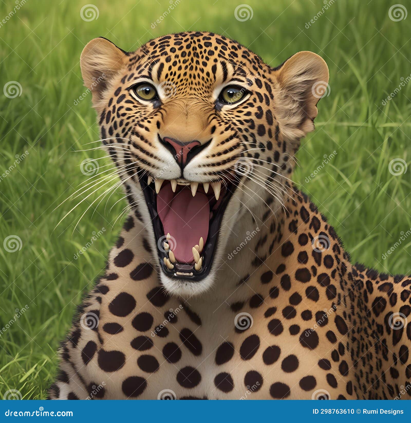 Leopard roaring stock illustration. Illustration of nice - 298763610