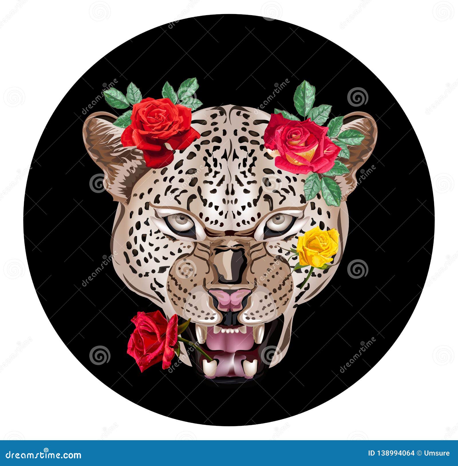 Leopard with Rose Vector Illustrator Stock Vector - Illustration of ...