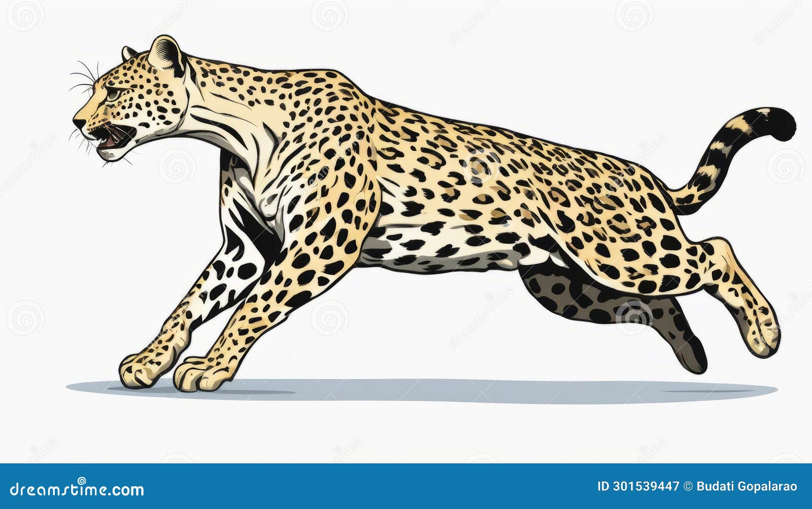 A Leopard Running on a White Background Stock Illustration ...