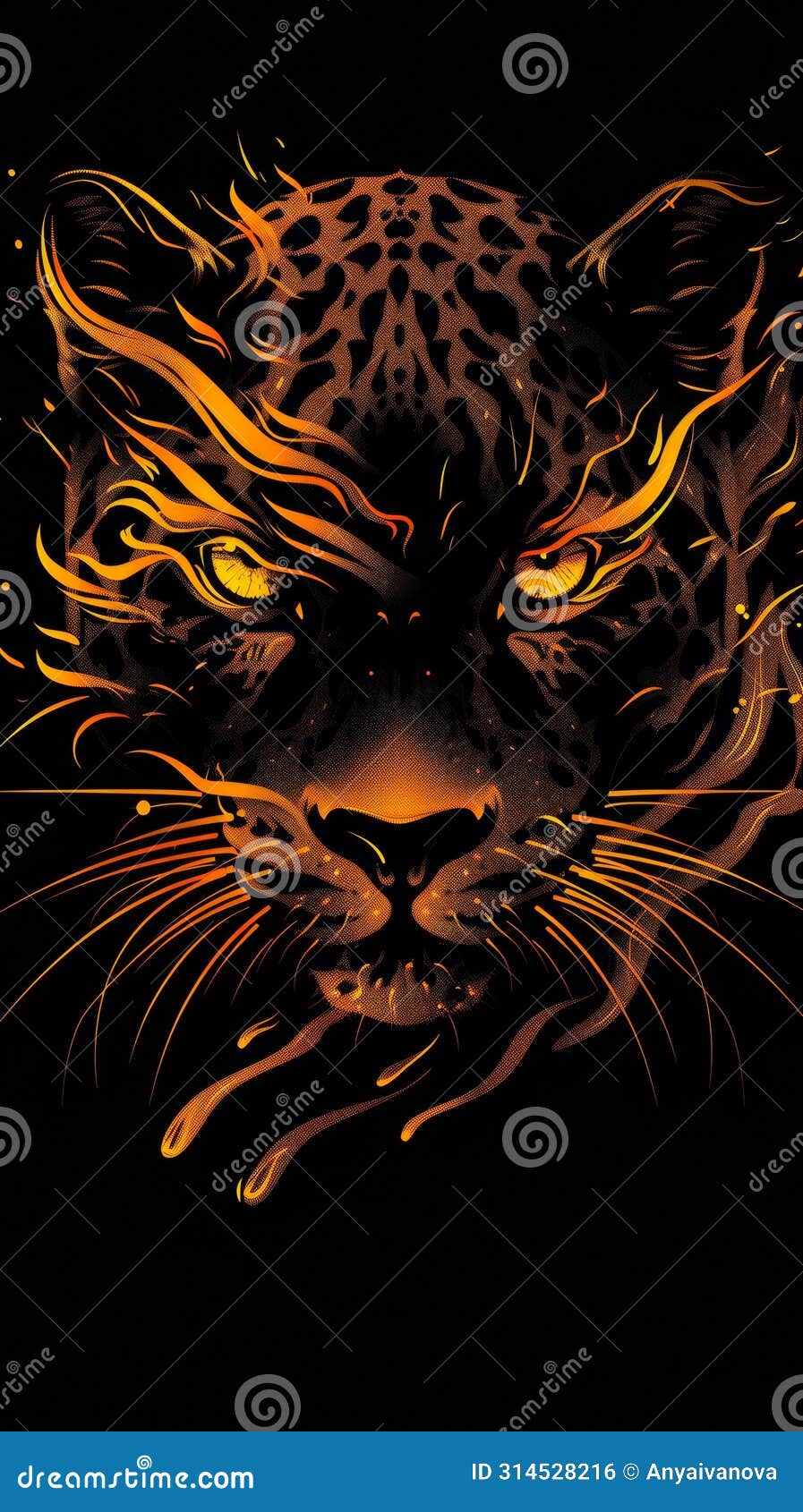 A Leopard S Head with Flames on it S Face, a Magical Creature Made of ...