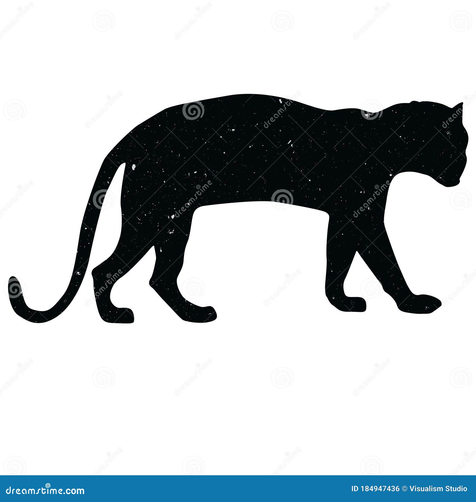 Leopard Shadow Animal Icon Silhouettes Isolated on Dark Black Graphical ...