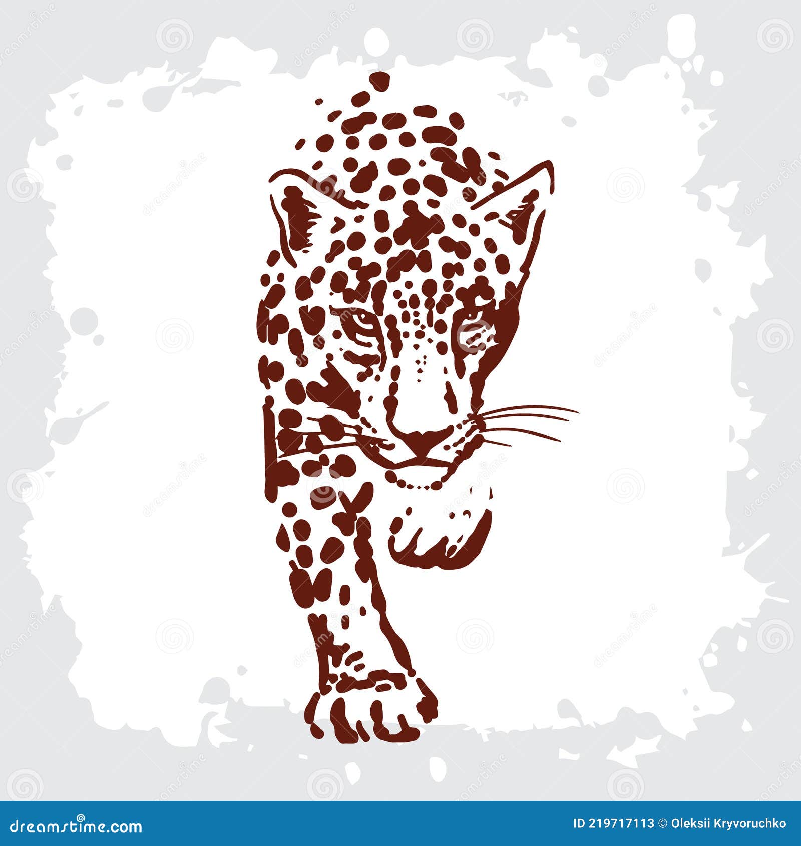 Leopard Simple Sketch Drawing on a White Background. Wild Animal ...