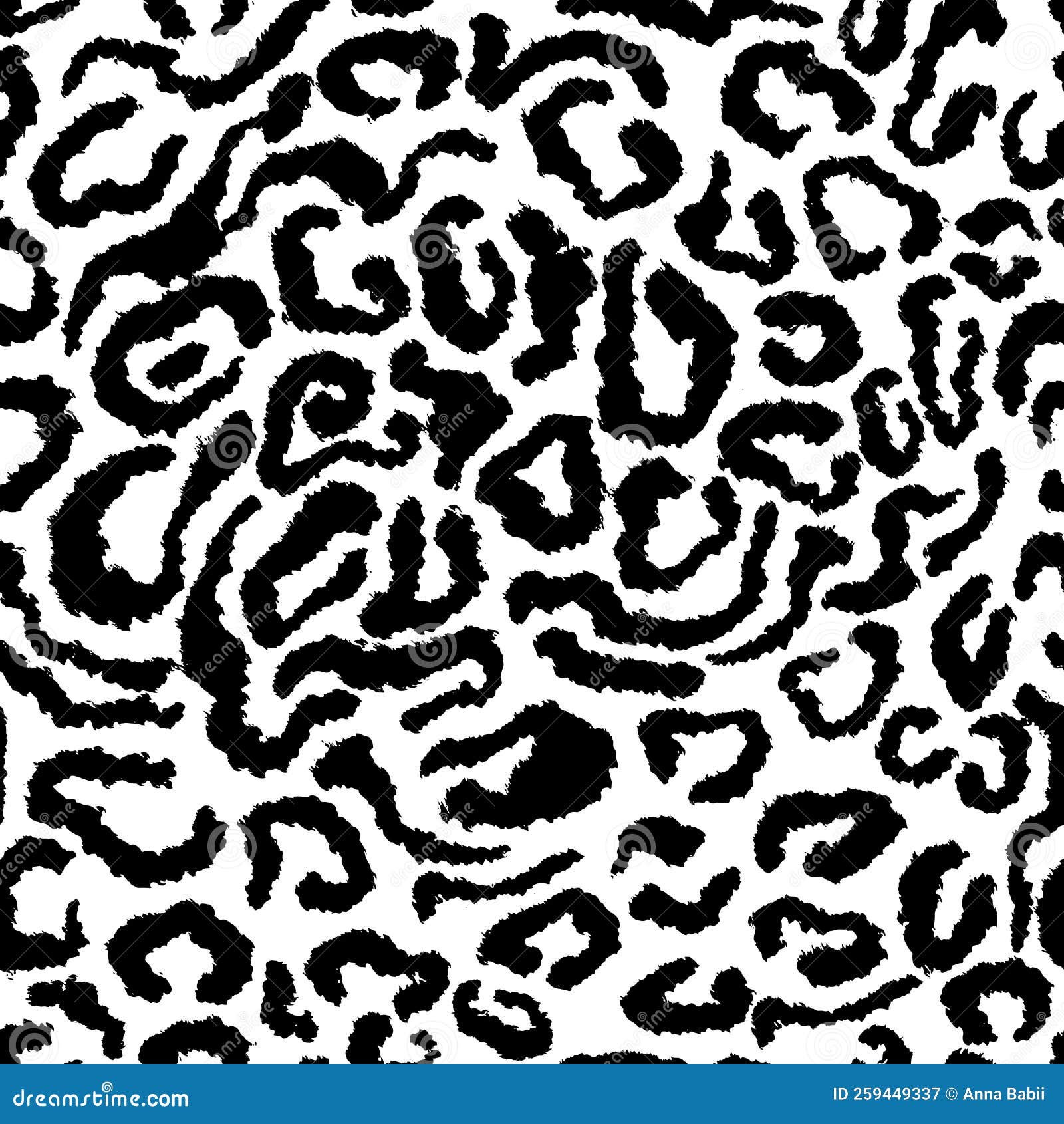 Leopard Skin Artwork Imitation Print. Vector Seamless Black and White ...