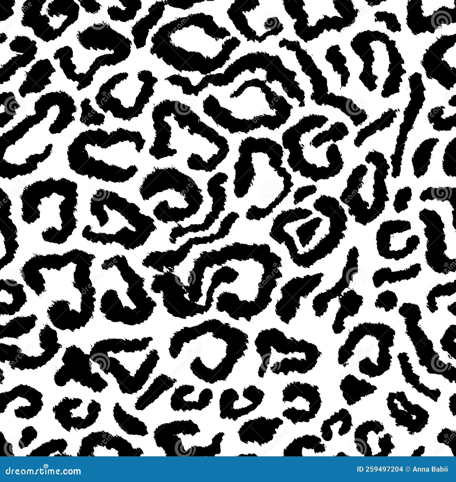 Leopard Skin Artwork Imitation Print. Vector Seamless Black and White ...