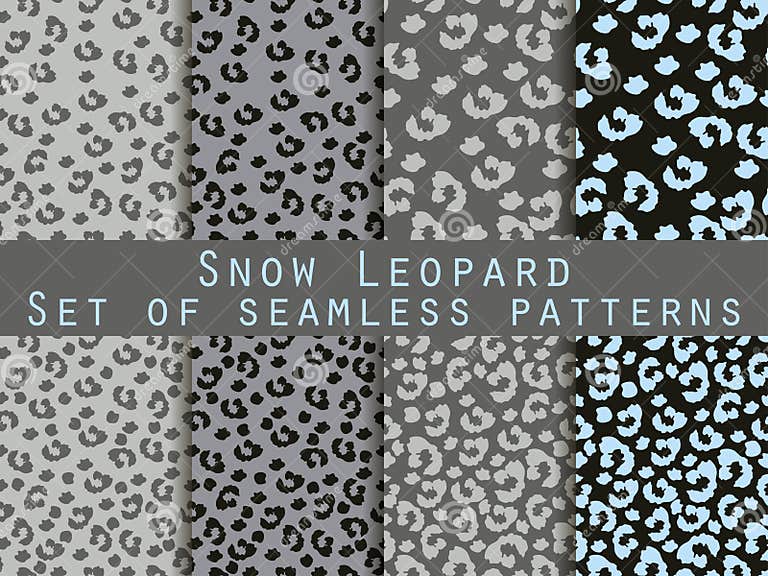 Leopard Skin Seamless Pattern. Set Snow Leopard Pattern. Vector. Stock ...