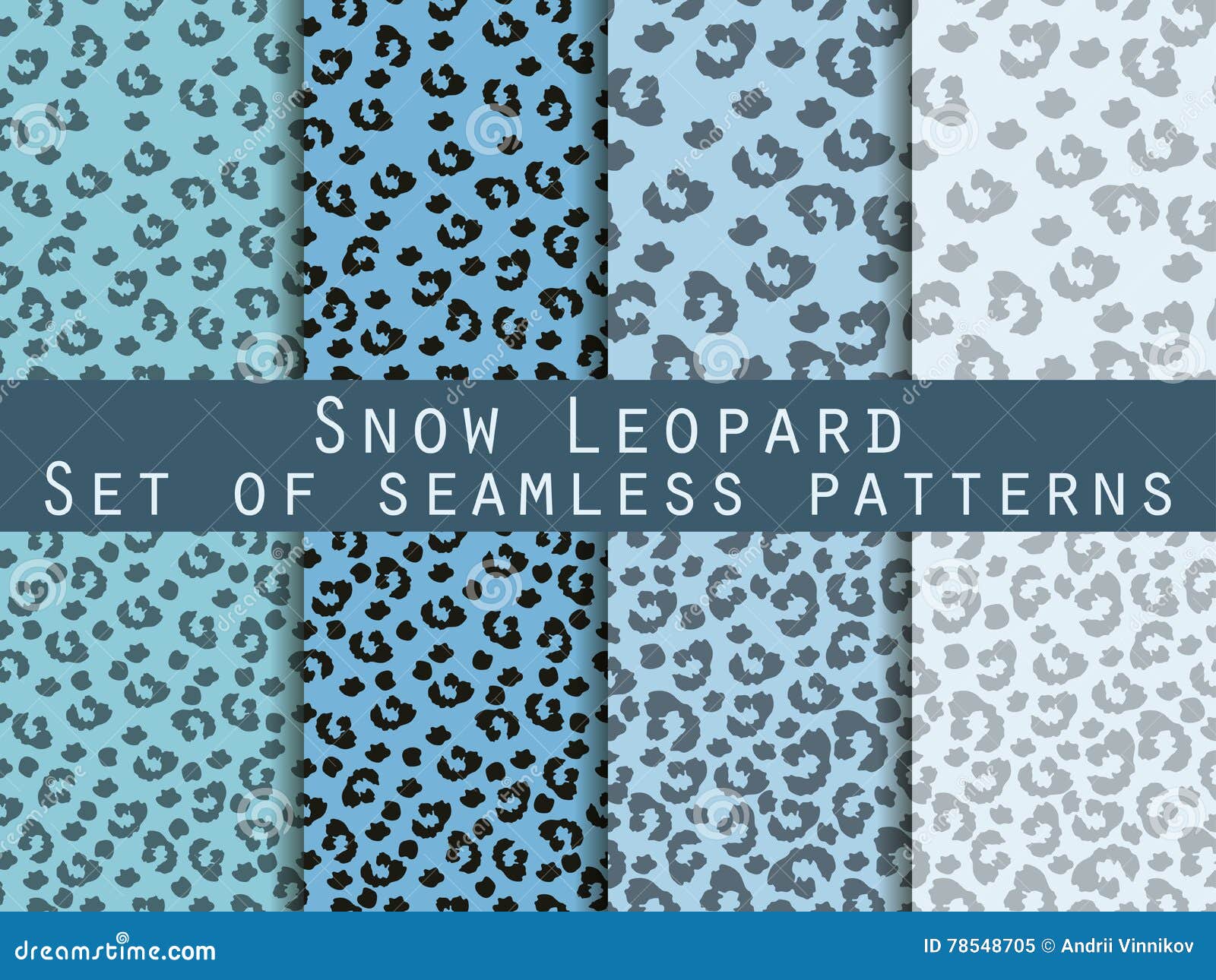 Leopard Skin Seamless Pattern. Set Snow Leopard Pattern Stock Vector ...