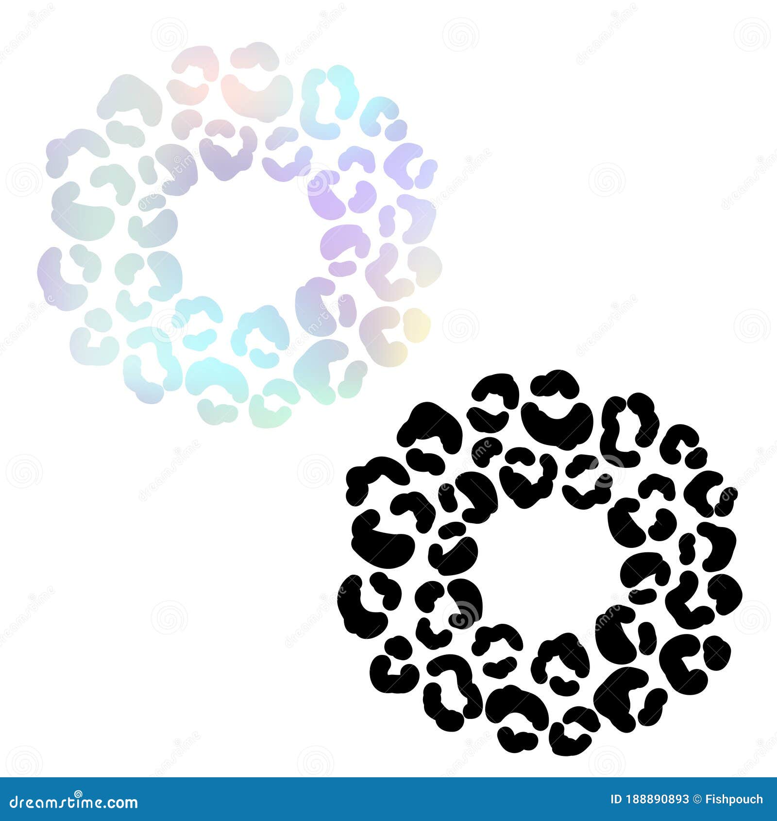 Leopard Stains Round Frame Ornament. Black and Holographic Circle ...