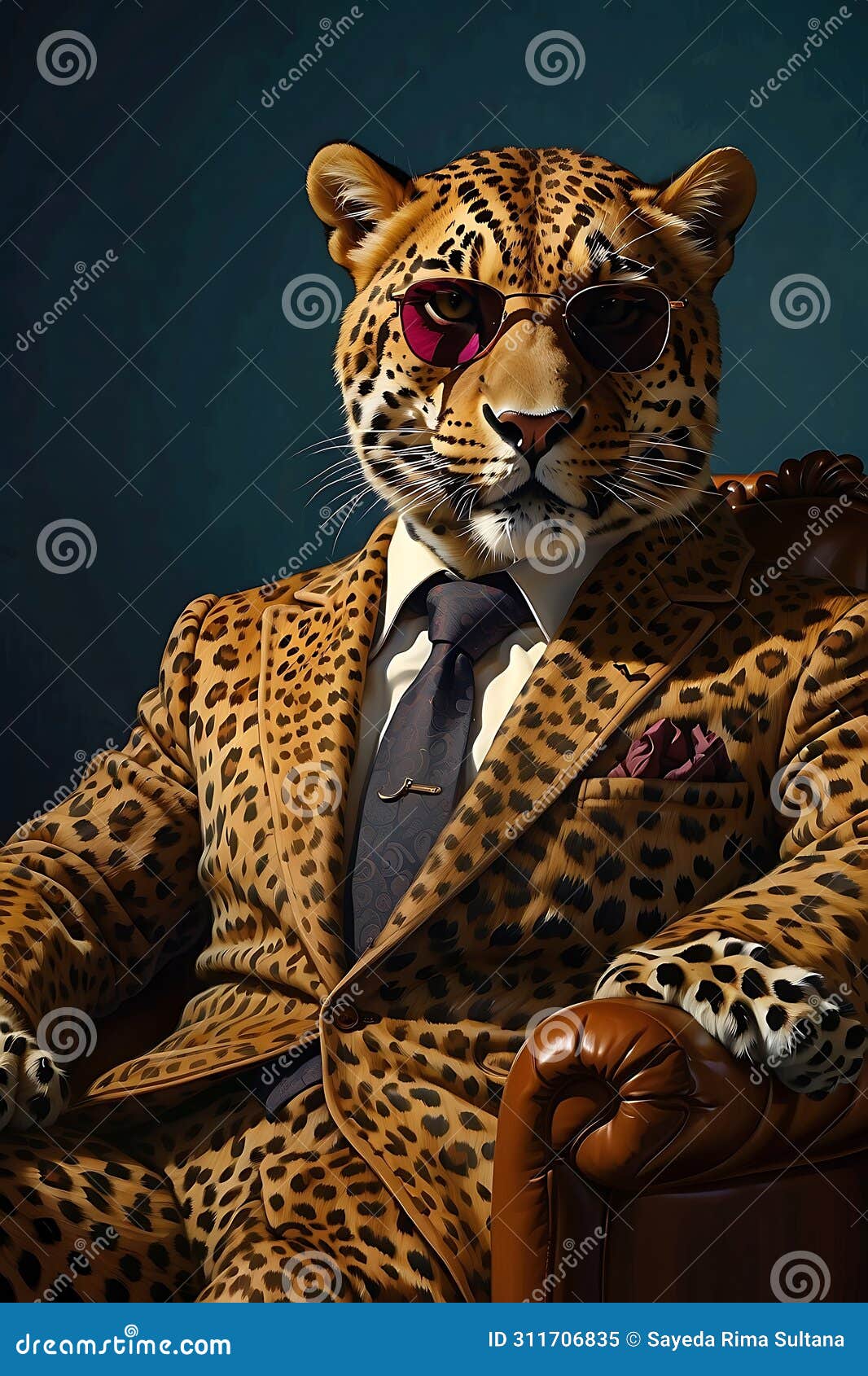 Leopard in a Suit As a Boss Generative AI Stock Illustration ...