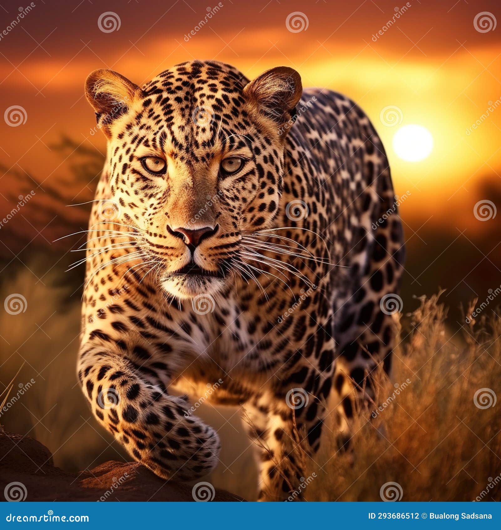 Leopard at Sunset stock illustration. Illustration of imagine - 293686512