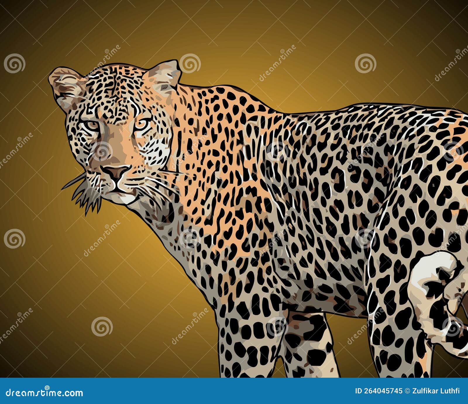 Leopard walking side view stock vector. Illustration of head - 264045745